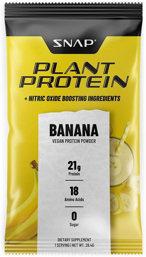 Snap Supplements Plant Protein Stick Packs Banana Flavor with Nitric ...