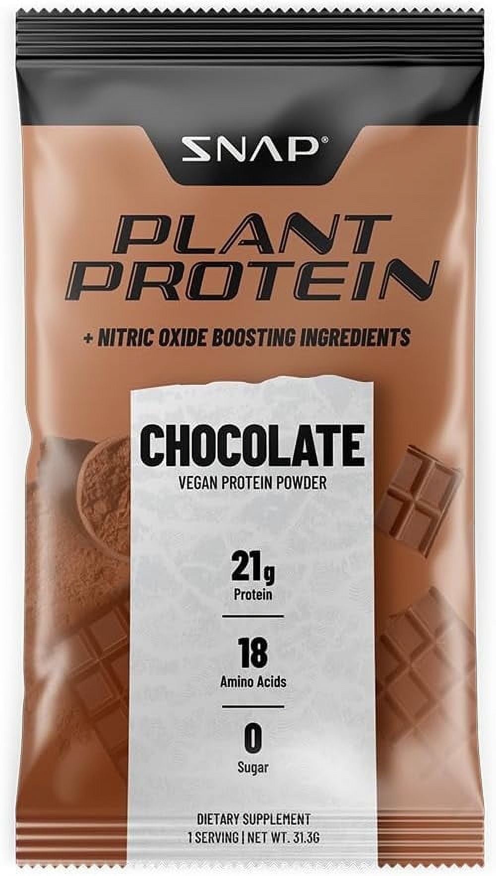 Snap Supplements Plant Protein Stick Packs Chocolate Flavor with Nitric ...