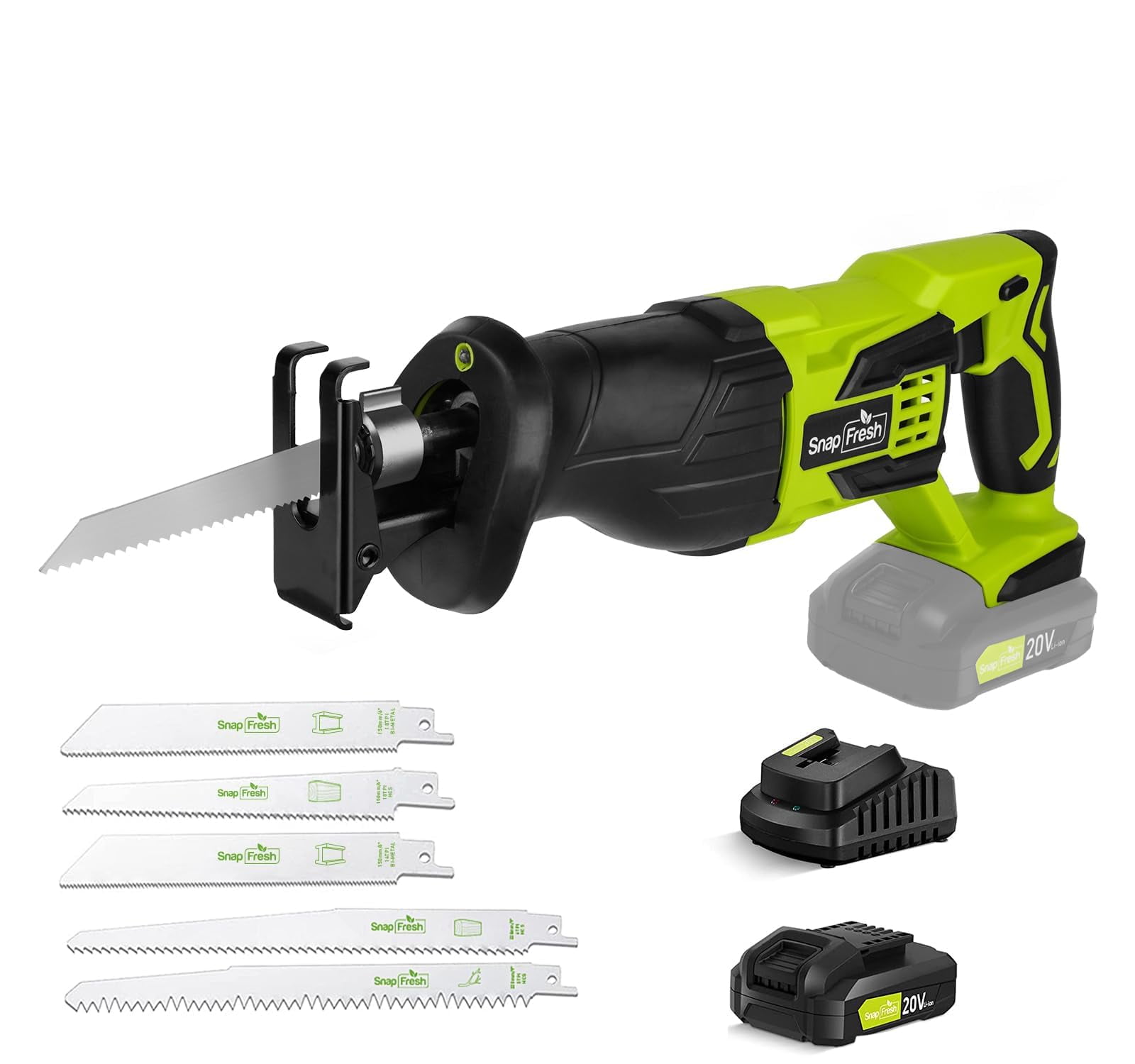 SnapFresh 20V Cordless Reciprocating Saw -3000 SPM, Variable Trigger ...