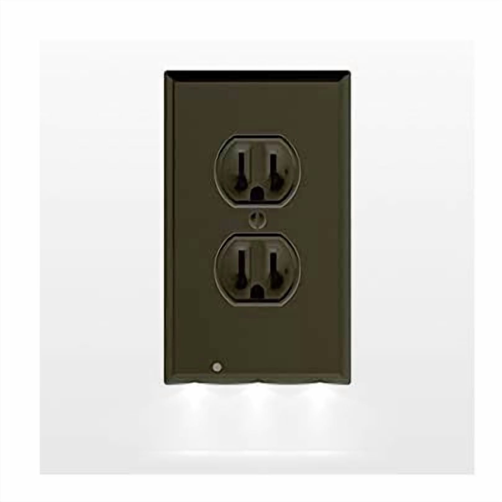 SnapPower Automatic on/off Sensor GuideLight 2 Standard Decor Black Electrical Outlet Wall Plate ...