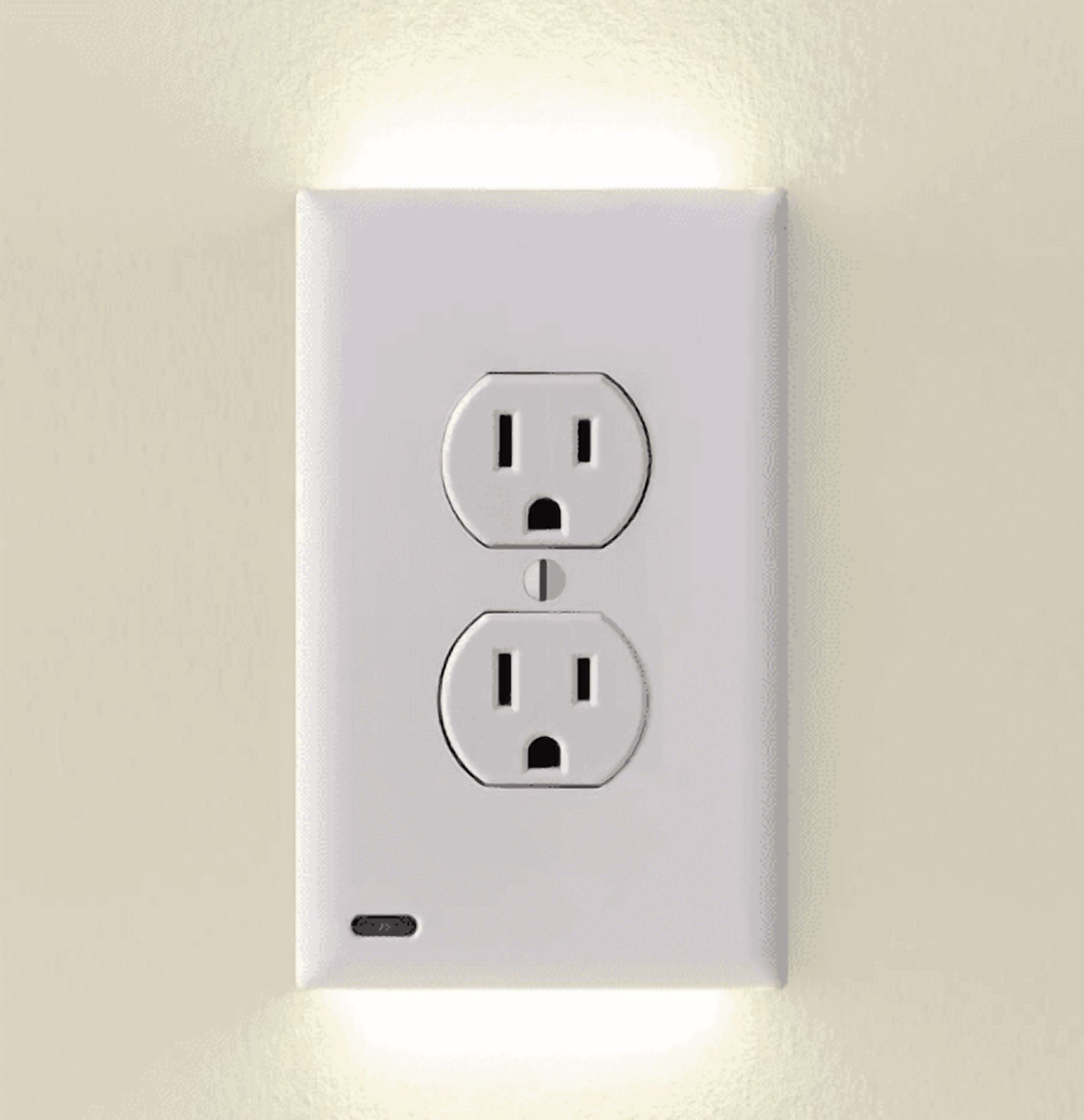 SnapPower Automatic on/off Sensor GuideLight 2 Standard Decor Black Electrical Outlet Wall Plate ...