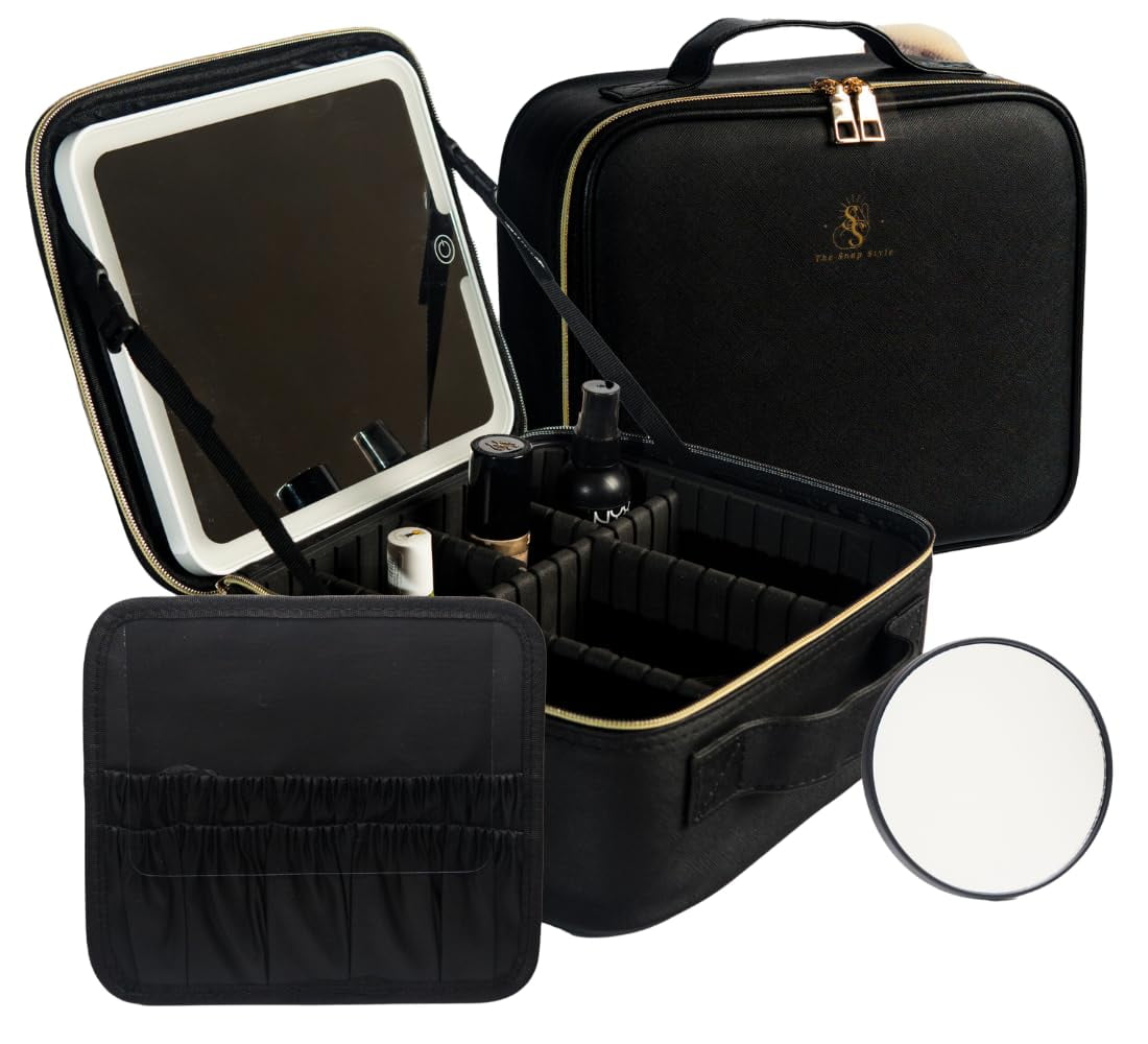 SnapStyle Makeup Bag with OIF8 LED Mirror, Travel Makeup Case with ...