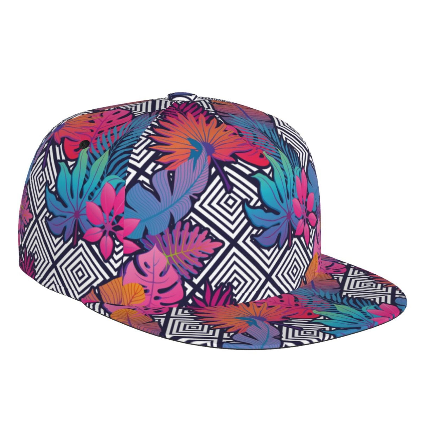 Snapback Hats For Men, Hawaiian Style Colorful Flat Bill Brim Baseball ...