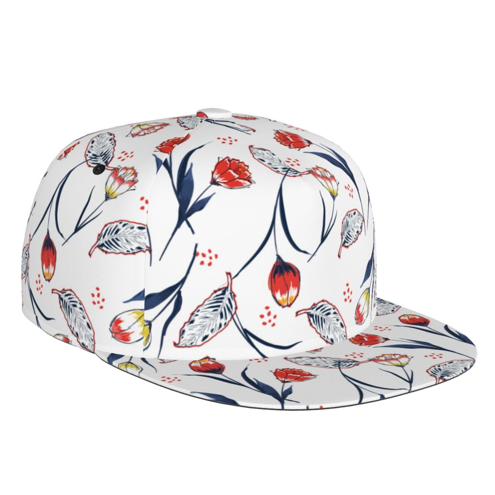 Snapback Hats For Men, Tulips Flowers Blue White Flat Bill Brim ...