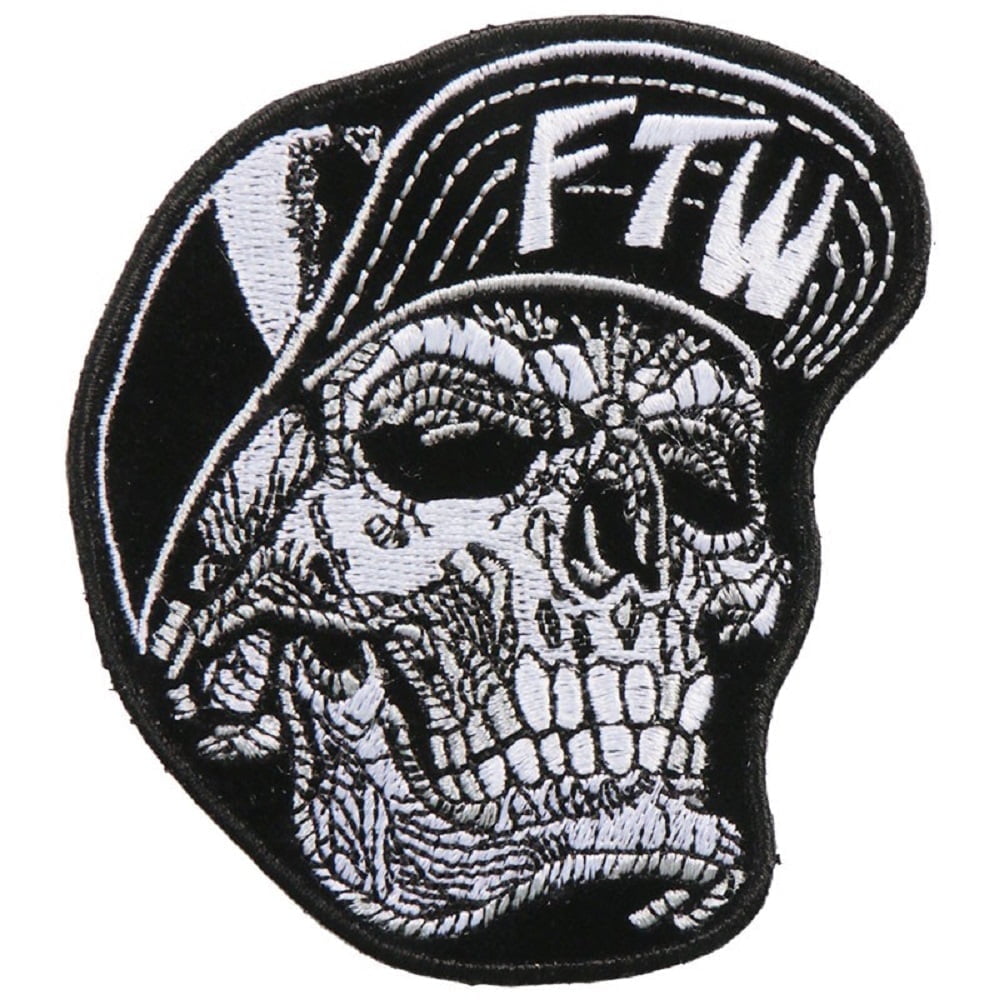 Snapback Skull Patch - Skull with FTW Hat, Rayon Iron-on Heat Sealed ...