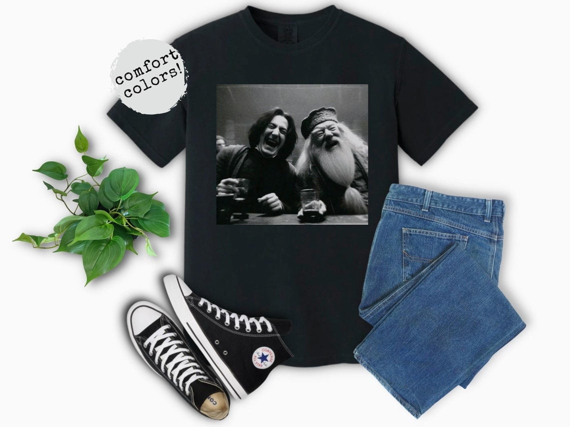 Snape and Dumbledore Laughing Drinking Comfort Colors T-Shirt Harry ...
