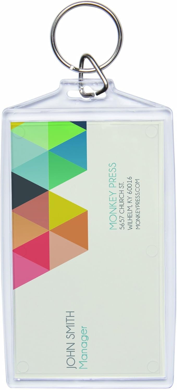 Snapins 2" x 3.5" Clear Acrylic Business Card Keychains - Pack of 25 ...