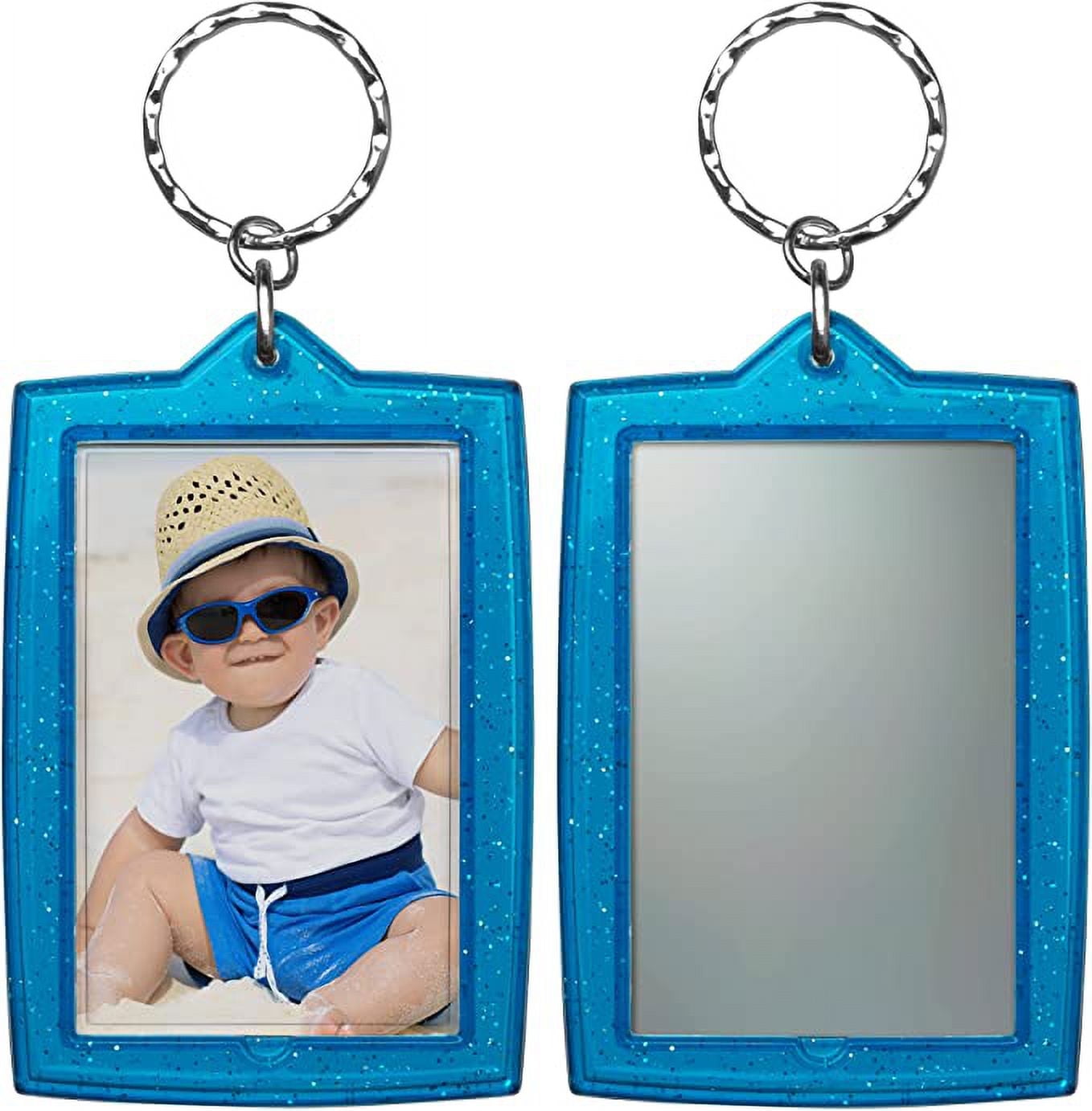 Snapins Blue Sparkle Acrylic 1.75x2.75 Photo Keychains with Mirror ...