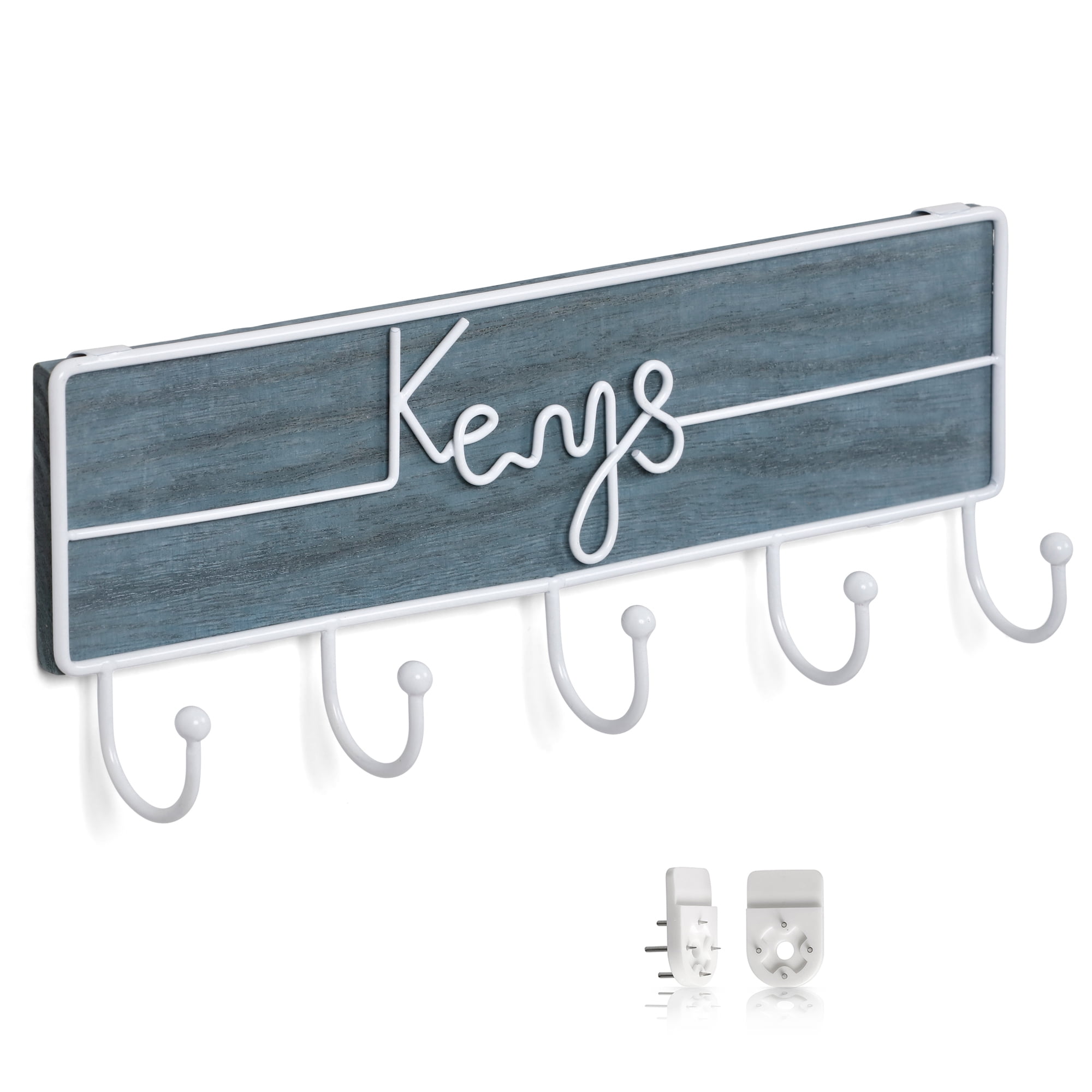 SNAPINVENT Wall Mounted Key Hooks Holder, Wooden and Metal Entryway ...