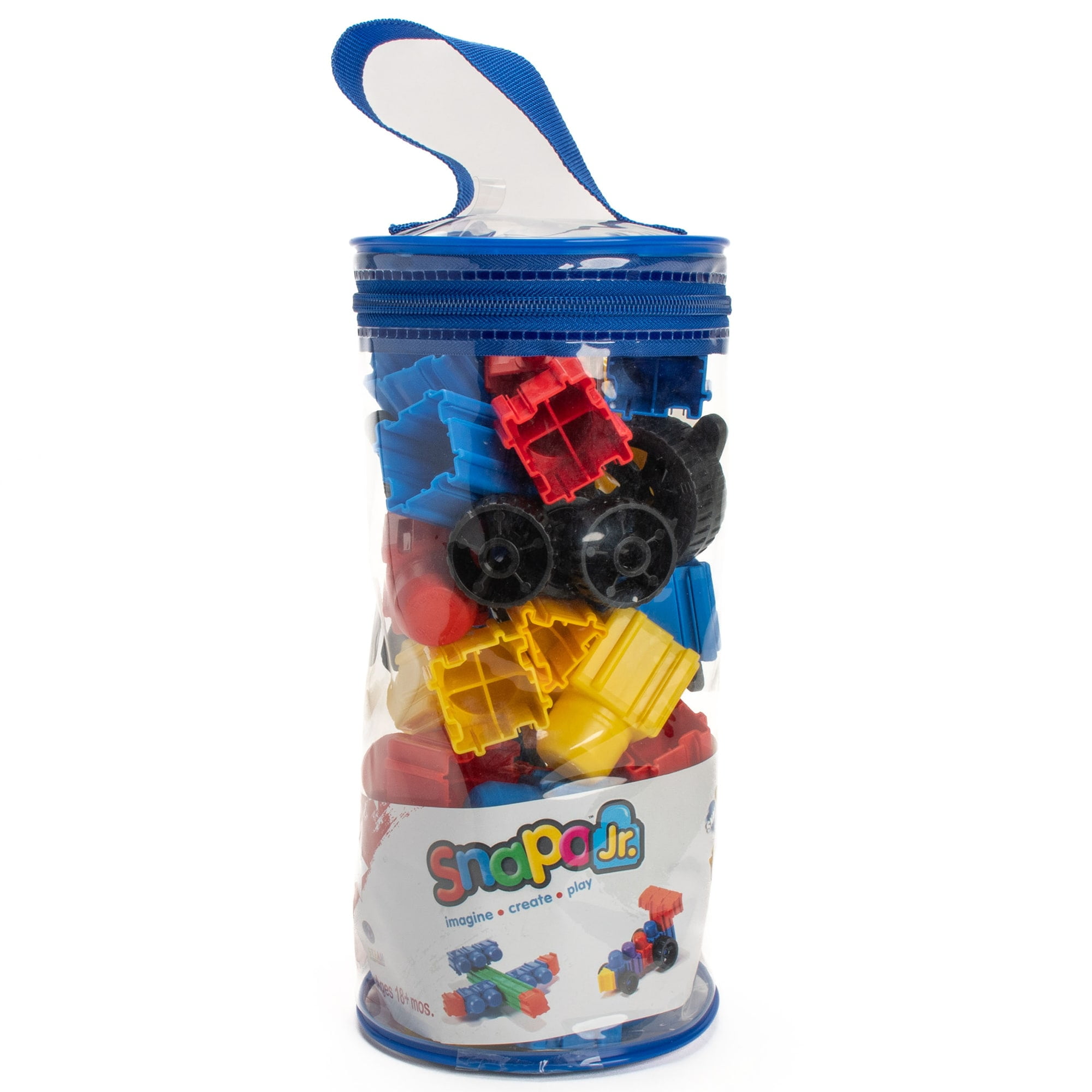 Snapo Jr. Junior Builder's Kit - 40 pcs - Colorful Blocks & Wheels, Connect On All 6 Sides, 3D ...