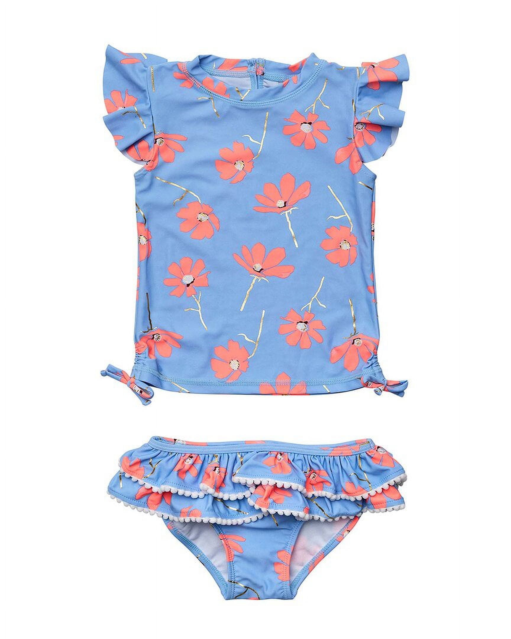 Snapper Rock girls Beach Bloom Ruffle Swim Set, 6-12M, Blue - Walmart.com
