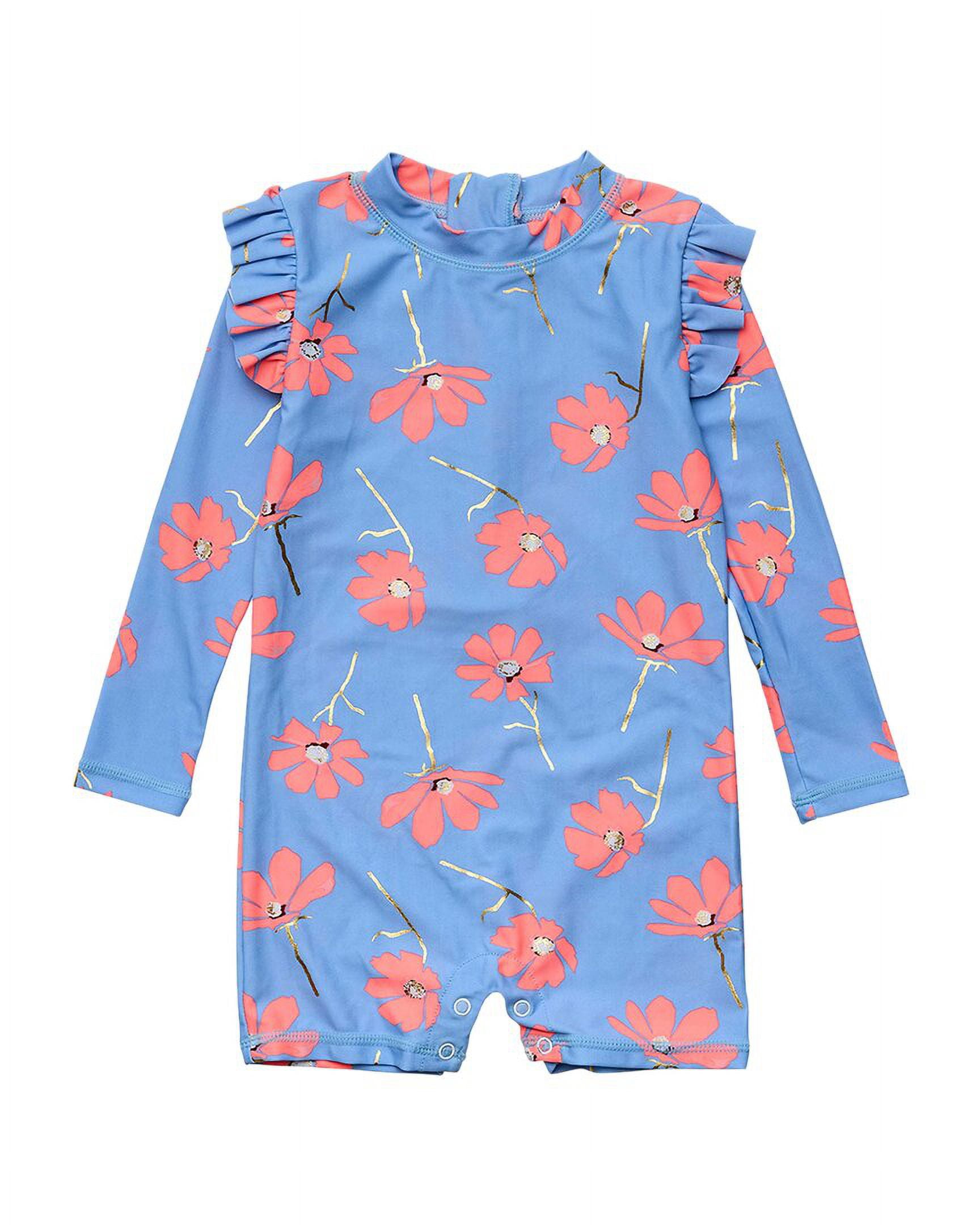 Snapper Rock girls Beach Bloom Sunsuit, 0, Blue - Walmart.com
