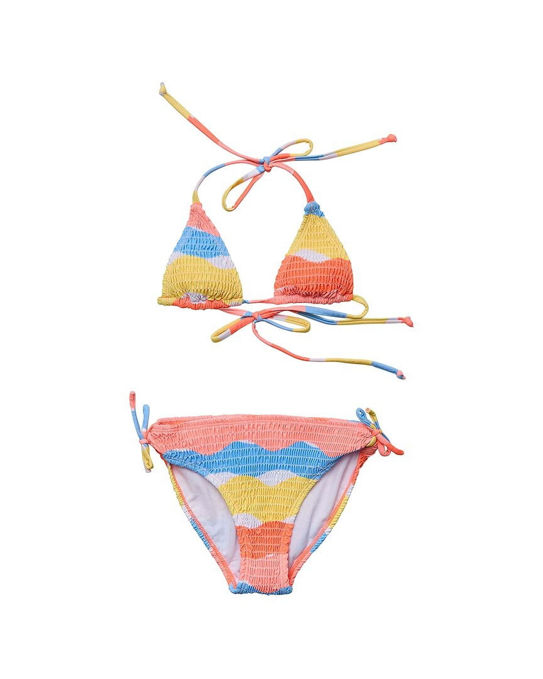 Snapper Rock girls Good Vibes Triangle Shirred Bikini, 8 - Walmart.com