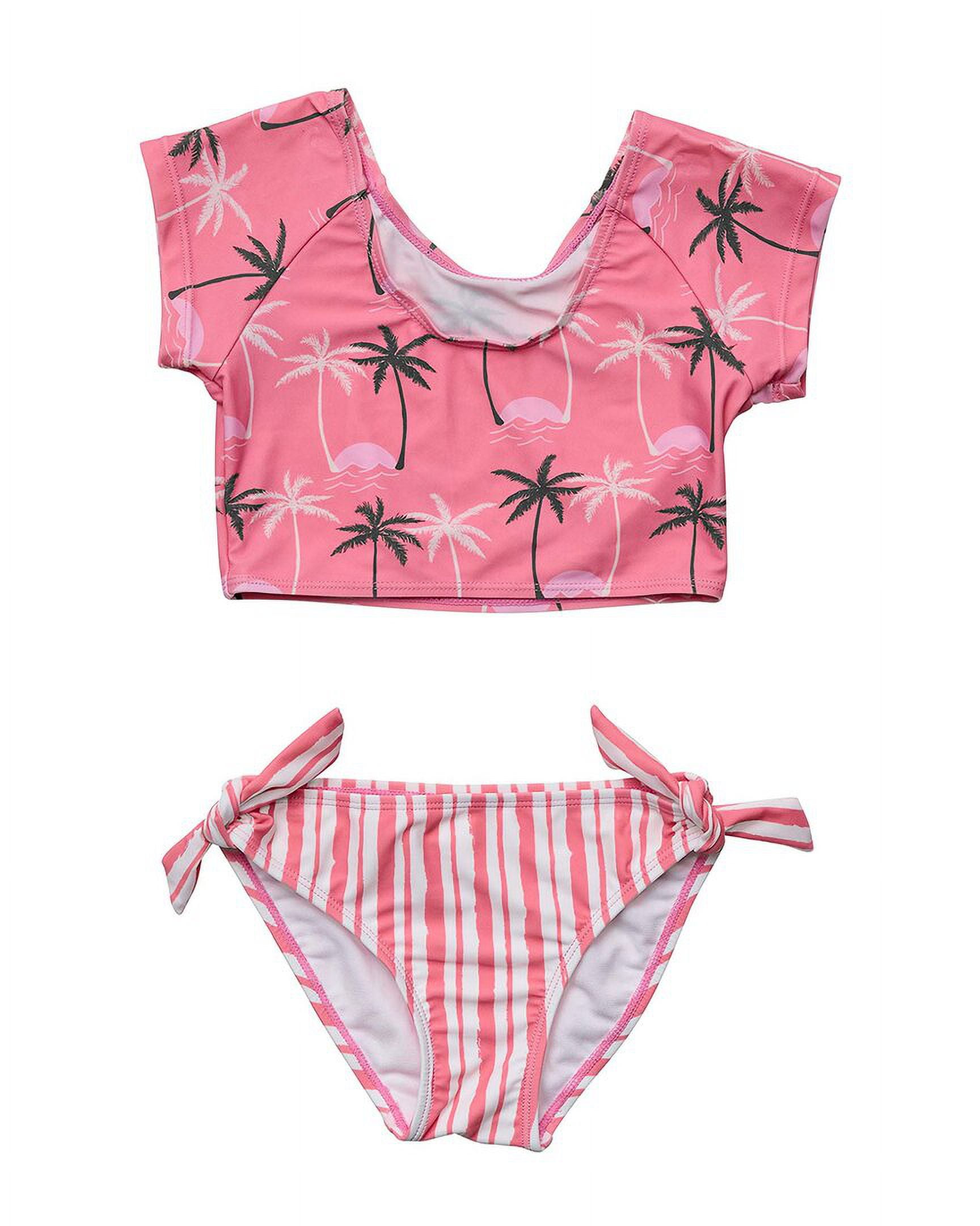 Snapper Rock girls Palm Paradise Crop Rash Top Set, 12, Pink - Walmart.com