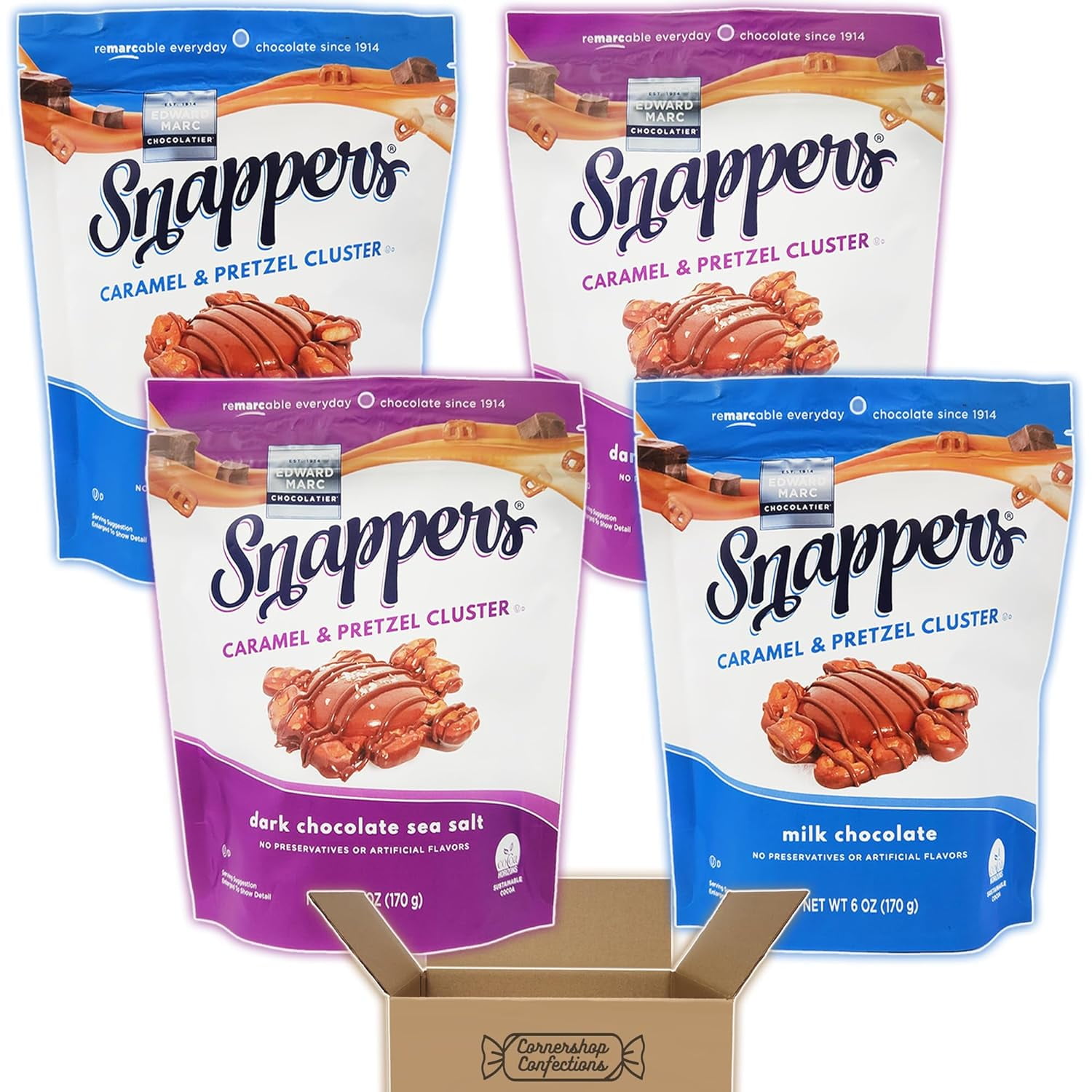 Snappers Caramel And Pretzel Cluster 4 Bag Bulk Variety Pack - 2 Bags ...