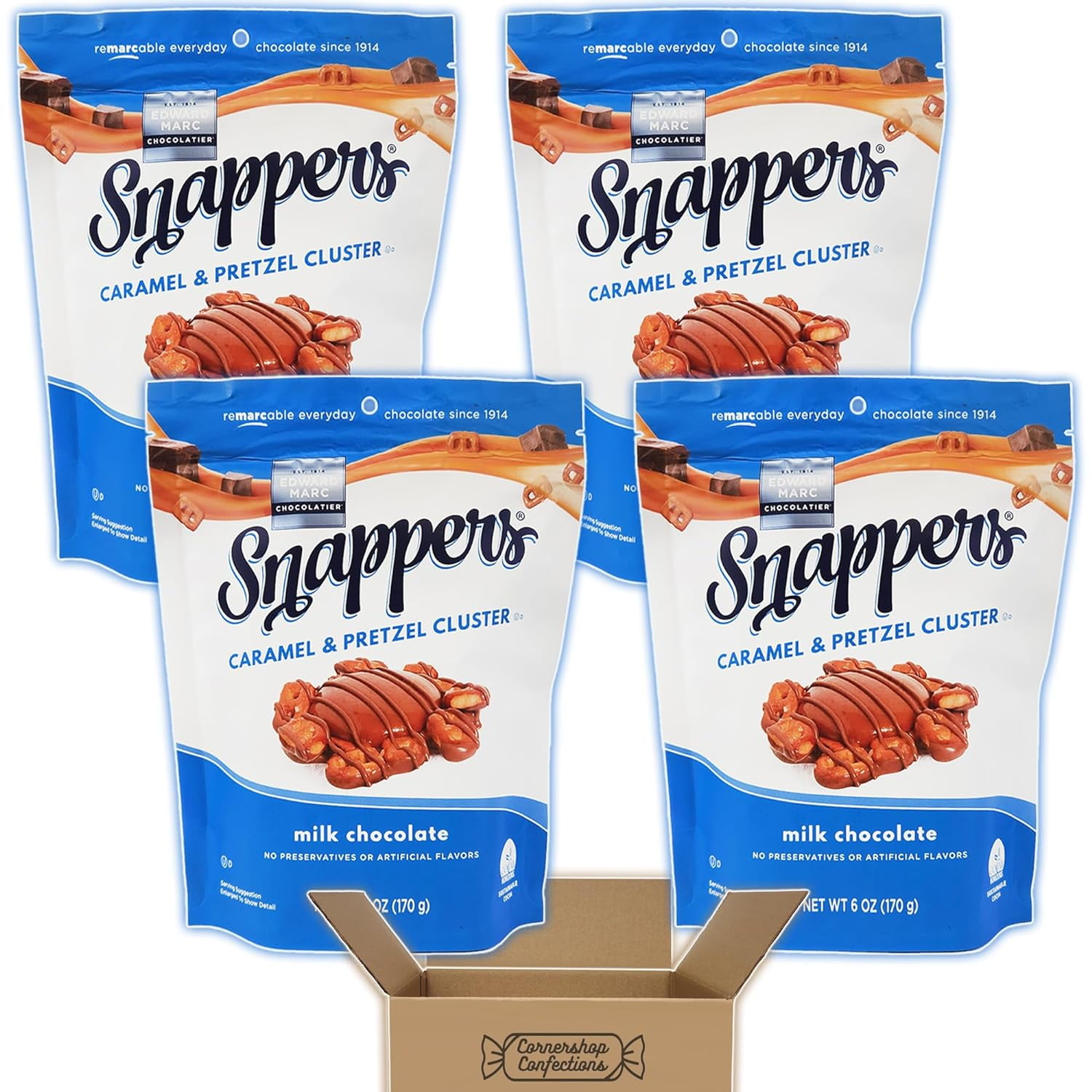 Snappers Milk Chocolate Caramel And Pretzel Cluster 4 Bag Bulk Pack - 4 ...
