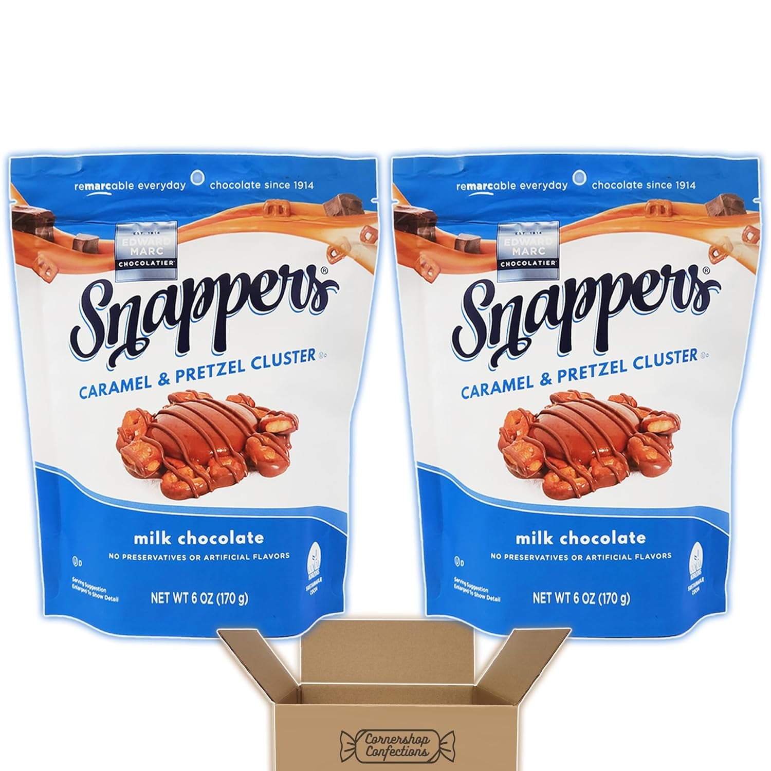 Snappers Milk Chocolate Caramel And Pretzel Cluster 2 Bag Bundle Pack ...