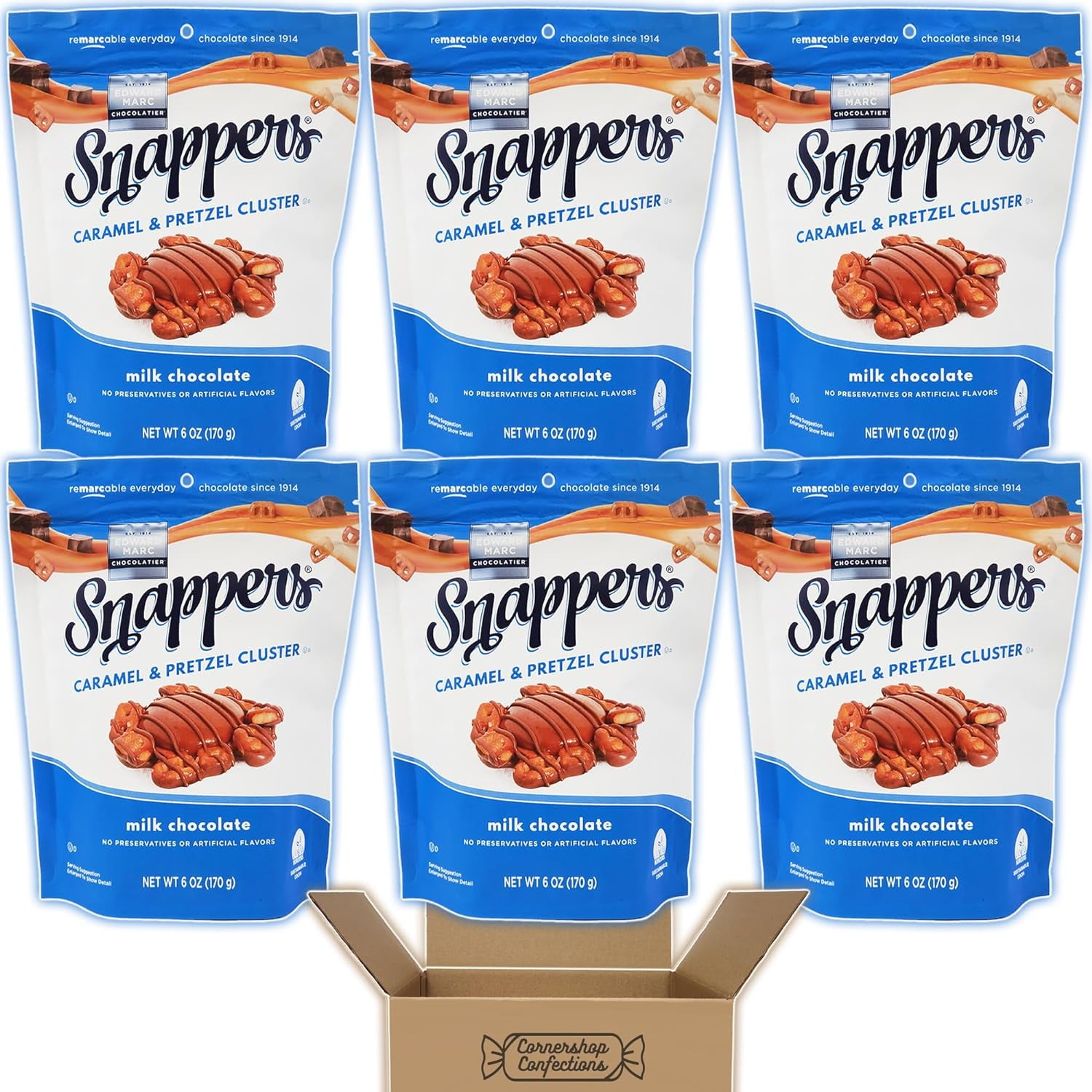 Snappers Milk Chocolate Caramel And Pretzel Cluster 6 Bag Bulk Pack - 6 ...