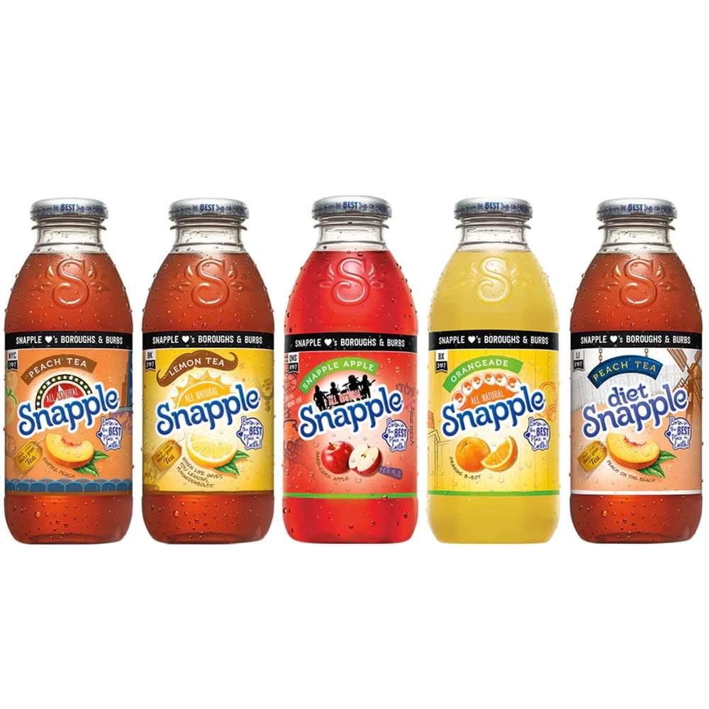 Snapple 16 oz Variety Pack 24, 5 Peach, 5 Apple, 5 Orangeade, 4 Diet ...