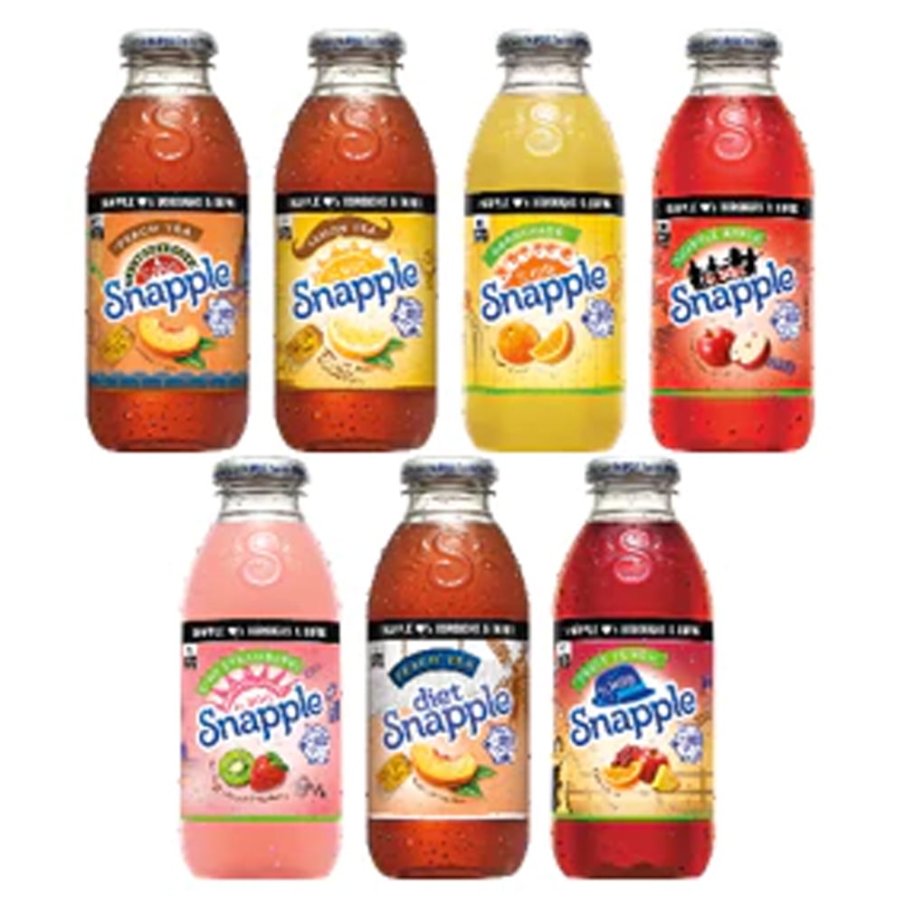 Snapple 16 oz Variety Pack 8, 1 Peach, 1 Apple, 1 Orangeade, 1 Diet ...
