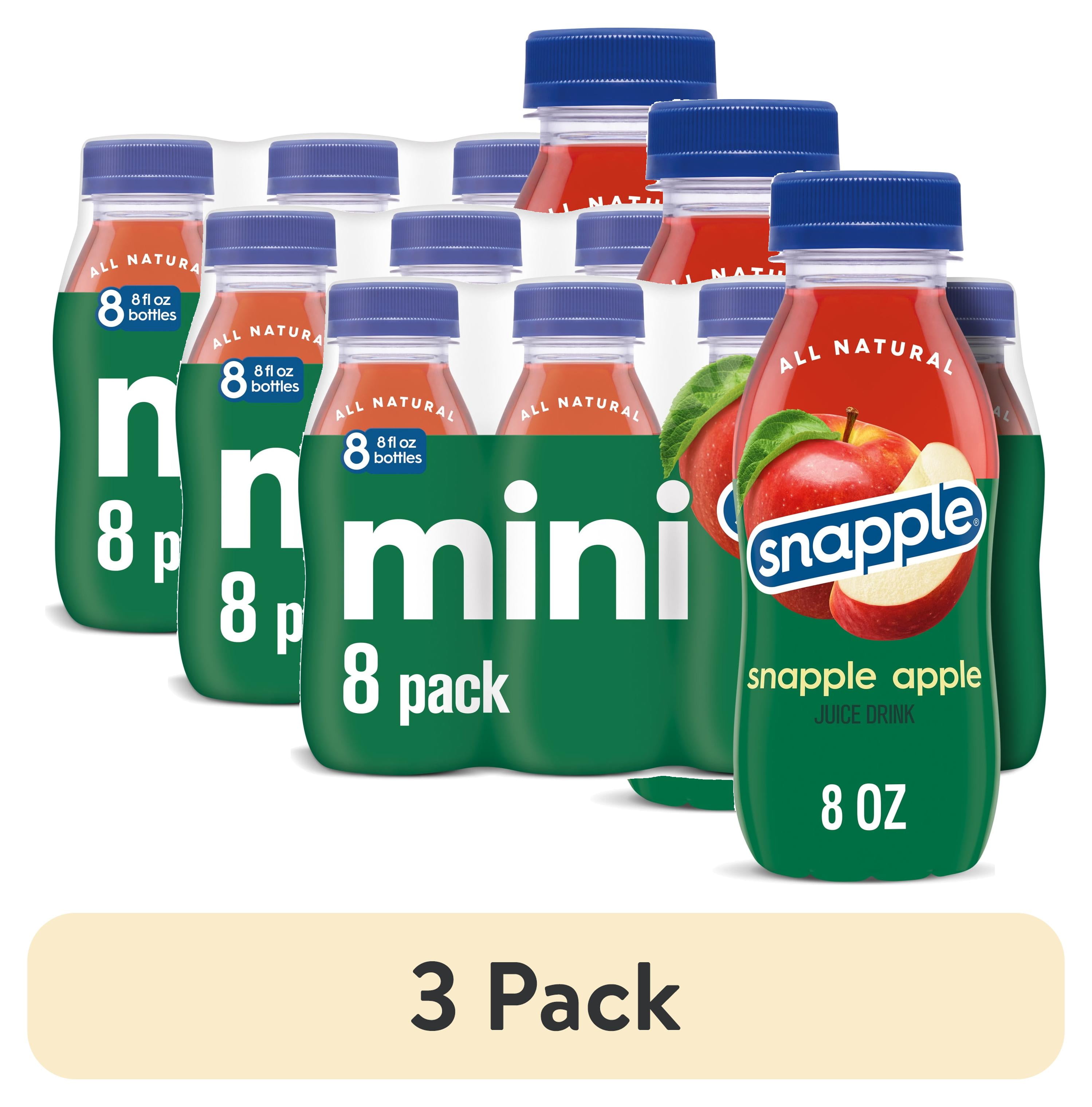 (3 pack) Snapple Apple Juice Drink, 8 fl oz, 8 Mini Bottles - Walmart.com