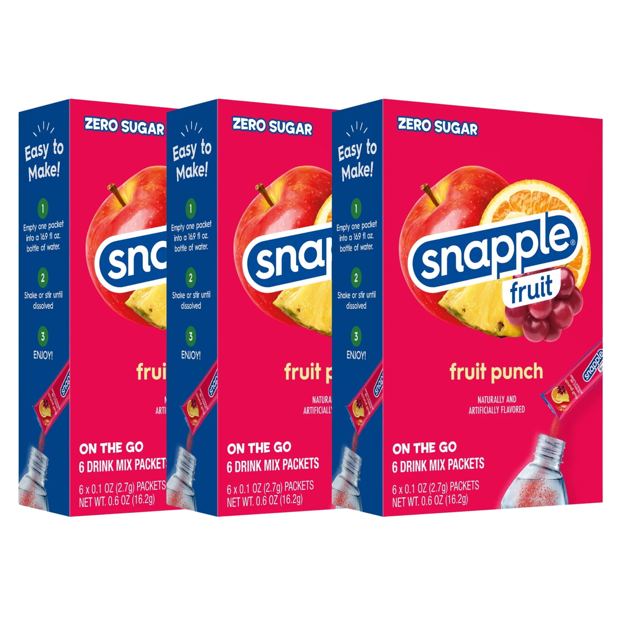 N S Snapple Fruit Punch Powdered Drink Mix, Single Serve Flavor Packets ...