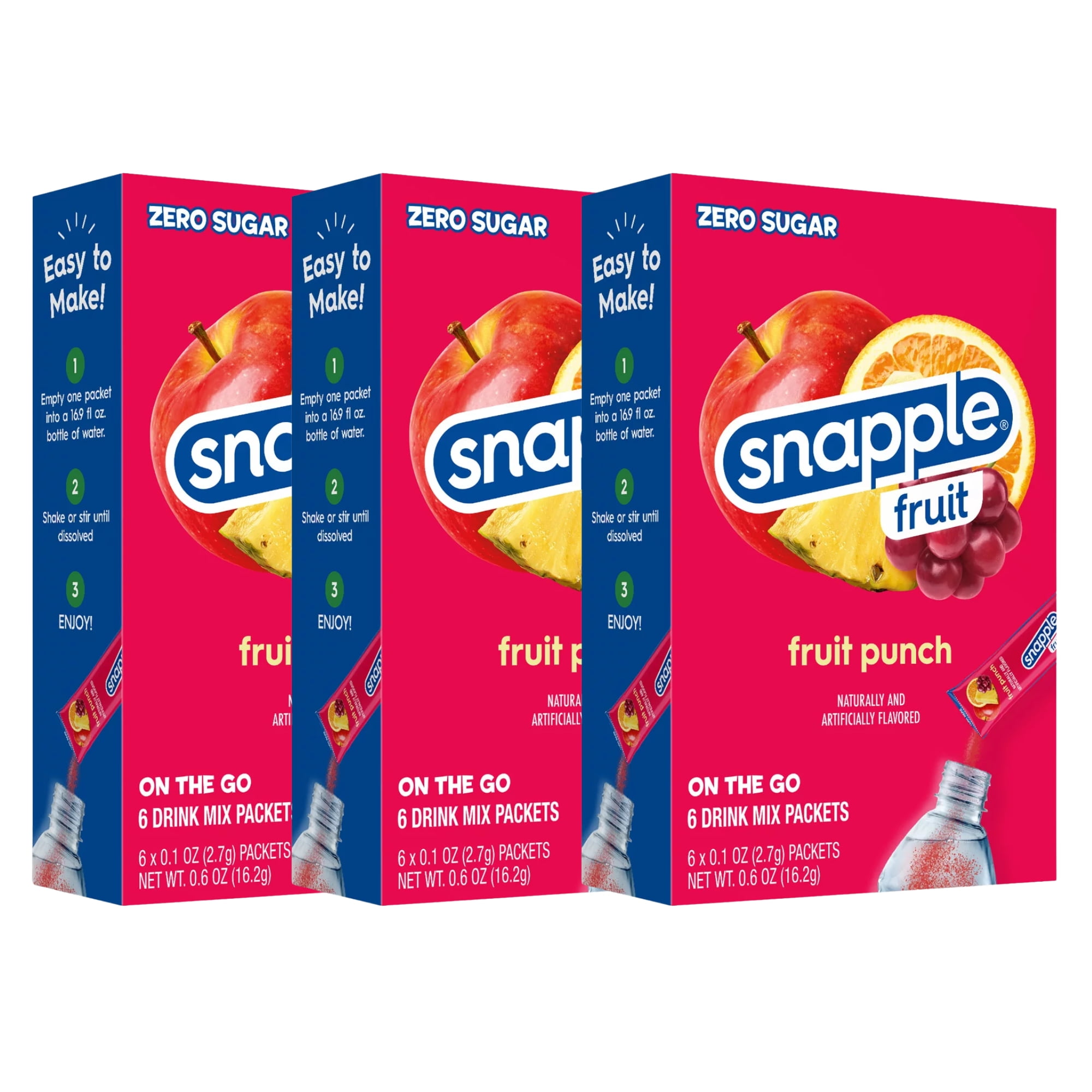 Snapple Fruit Powdered Drink Mix Fruit Punch Flavor Powder Beverages ...