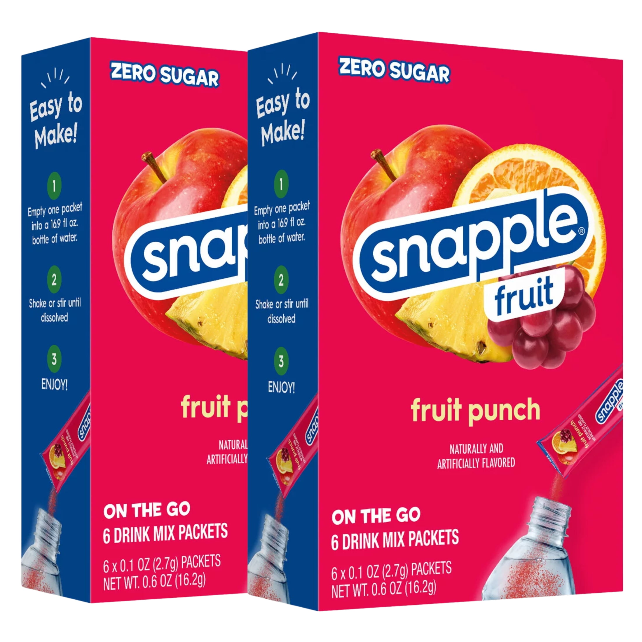 Snapple Fruit Punch Singles to Go Zero Sugar Drink Mix Non-Carbonated ...