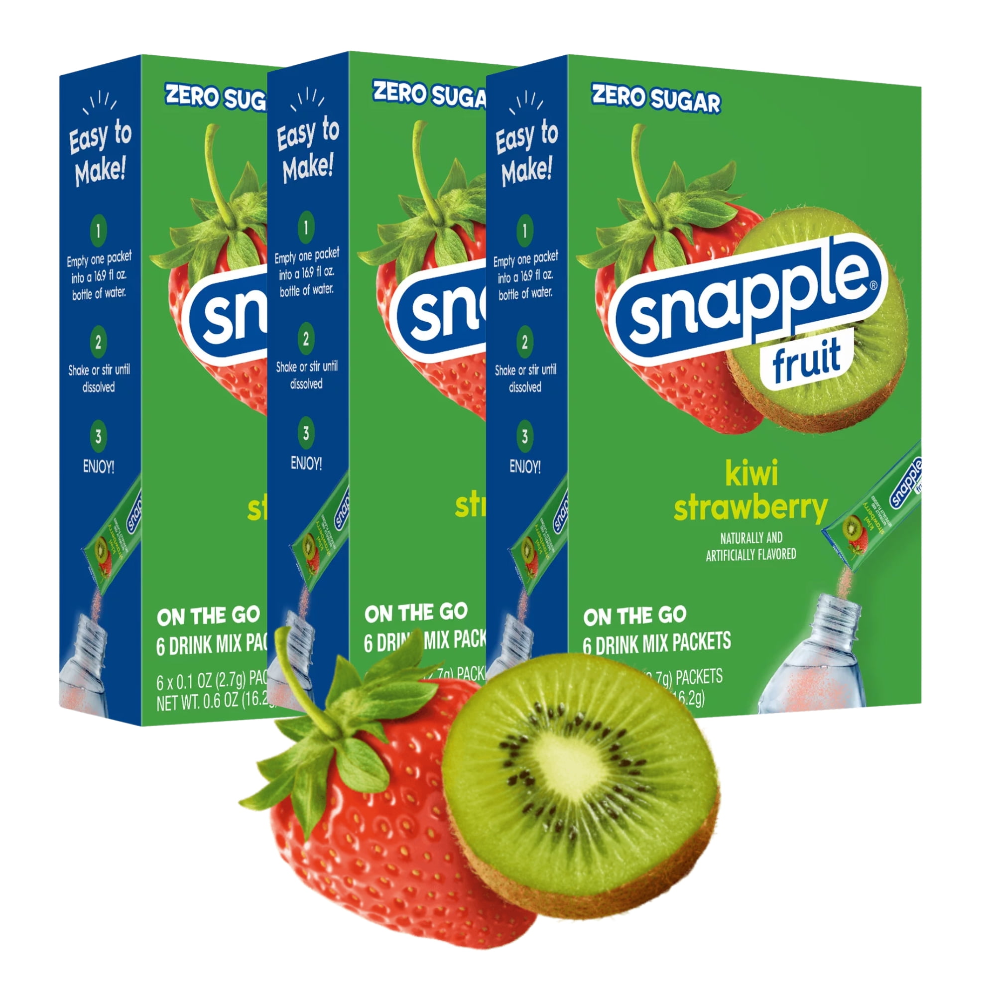 Snapple Water Flavor, Strawberry Kiwi Drink Mix Packets, No Sugar, 6 ...