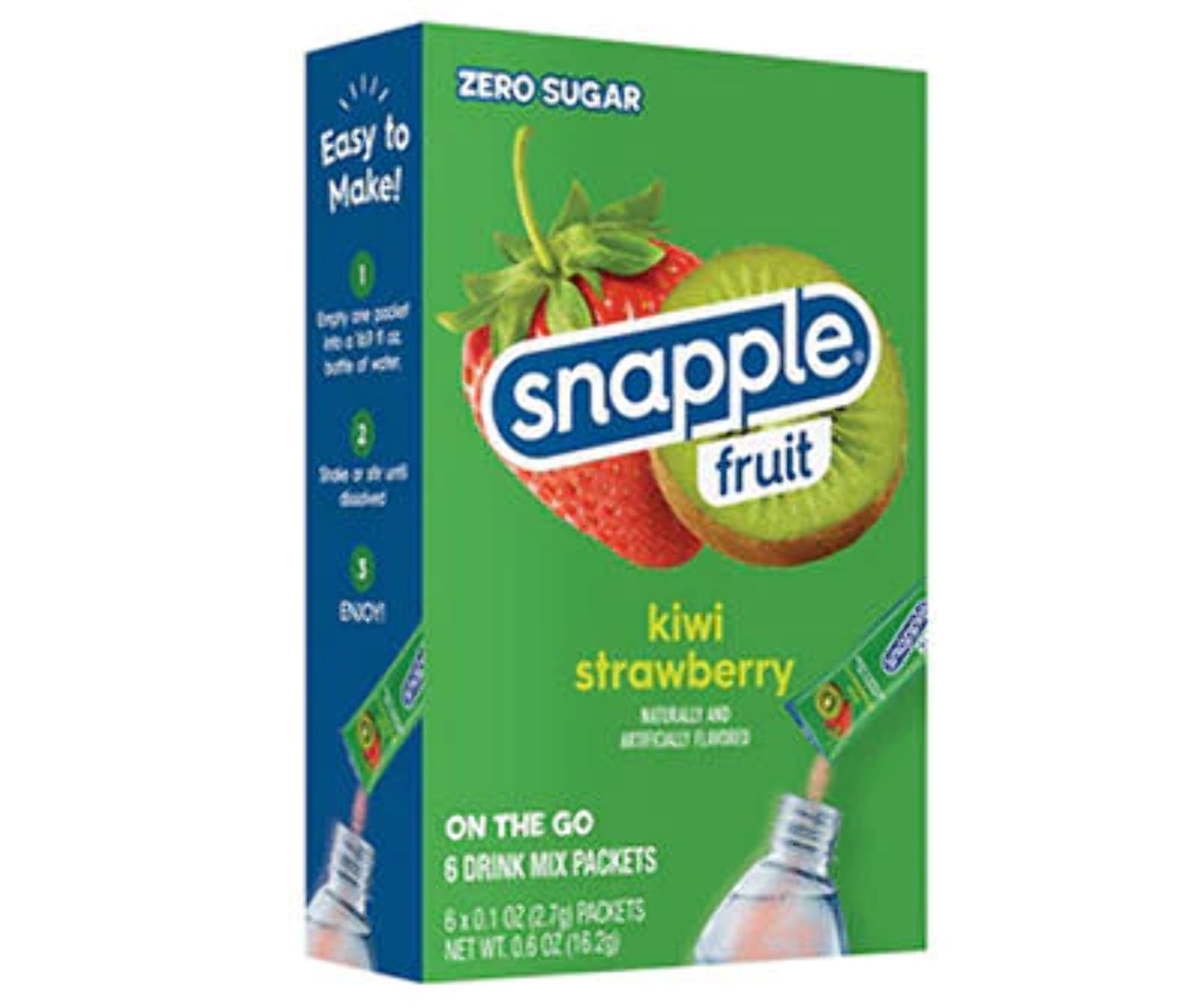 Snapple Kiwi Strawberry, Zero Sugar, Powdered Drink Mix Sticks, 6ct ...