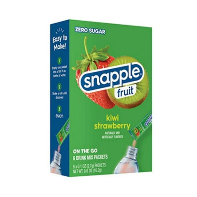 Snapple Kiwi Strawberry, Zero Sugar, Powdered Drink Mix Sticks, 6ct ...