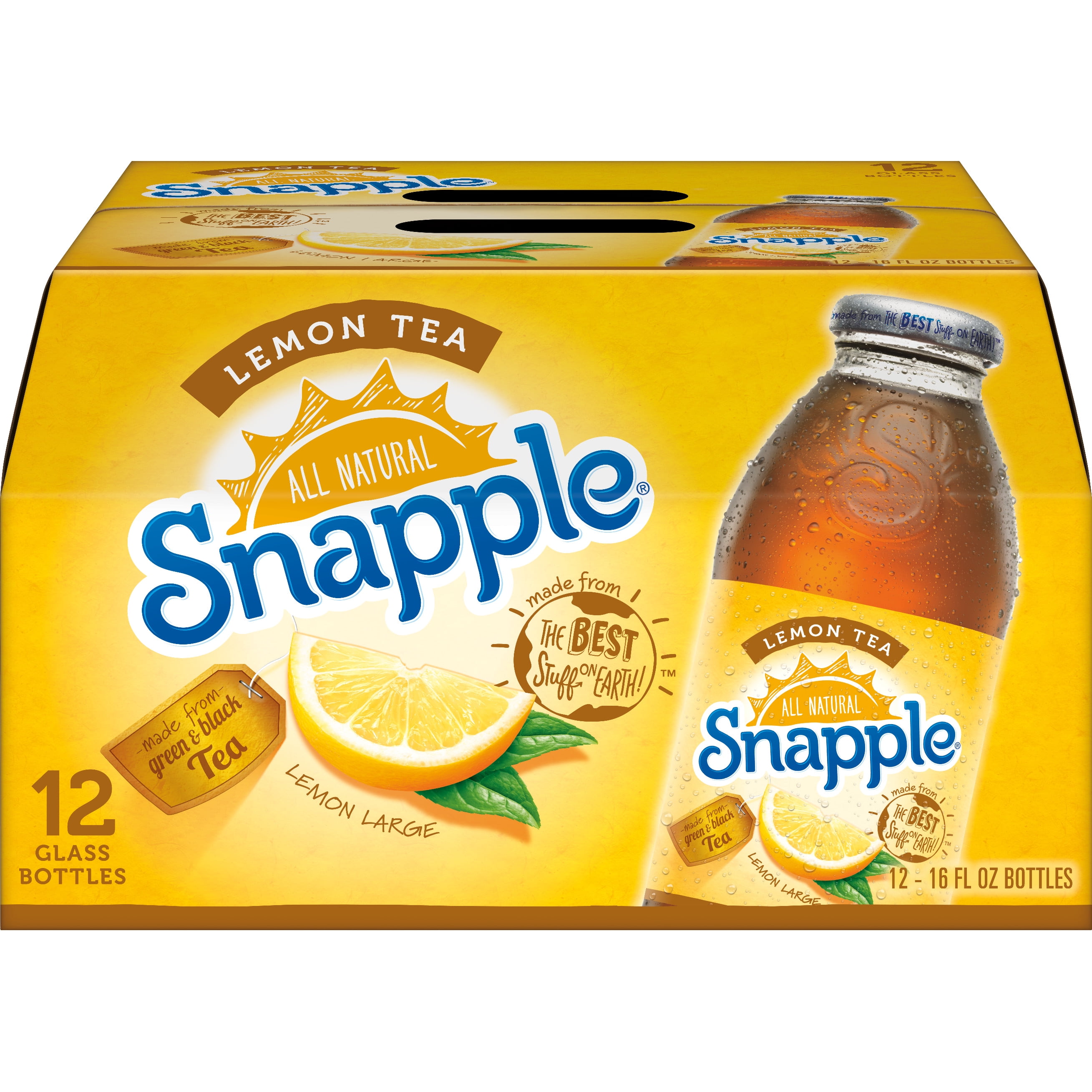 Snapple Lemon Tea, 16 fl oz glass bottles, 12 pack - Walmart.com