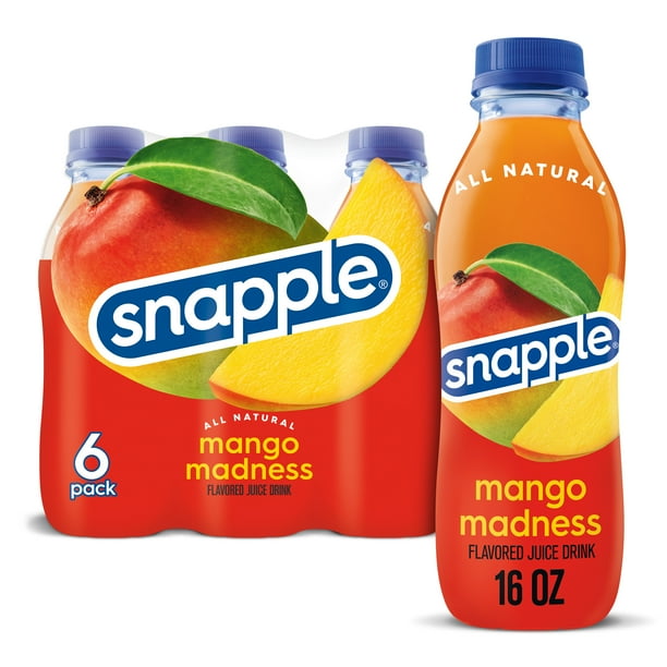 Snapple Mango Madness Juice Drink, 16 fl oz, 6 Count Bottle - Walmart.com