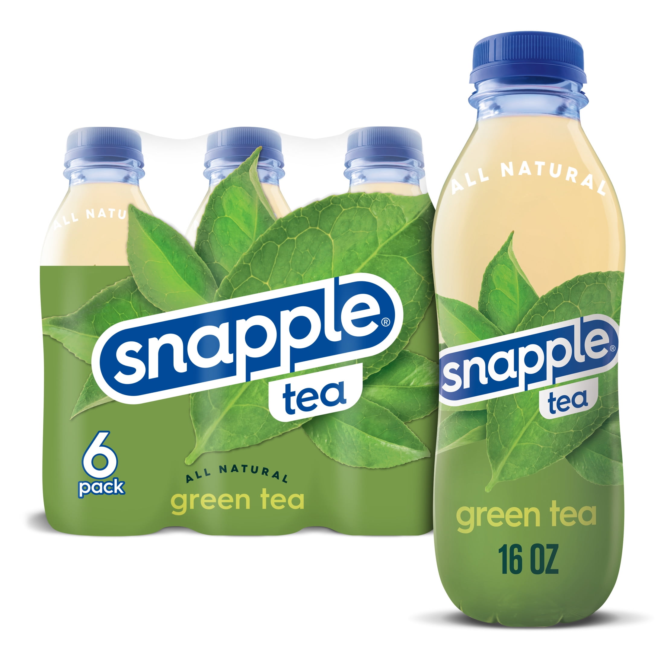 Snapple Natural, Green Bottled Tea Drink, 16 fl oz, 6 Bottles - Walmart.com