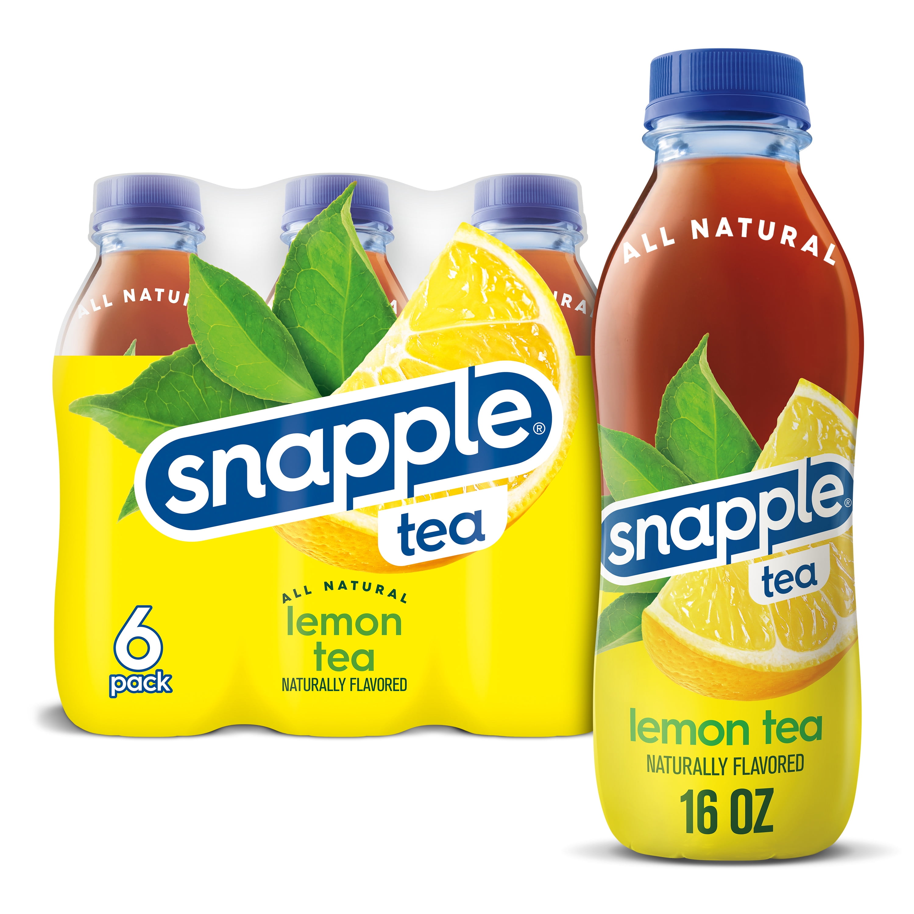Snapple Natural Lemon Bottled Tea Drink, 16 fl oz, 6 Bottles - Walmart.com