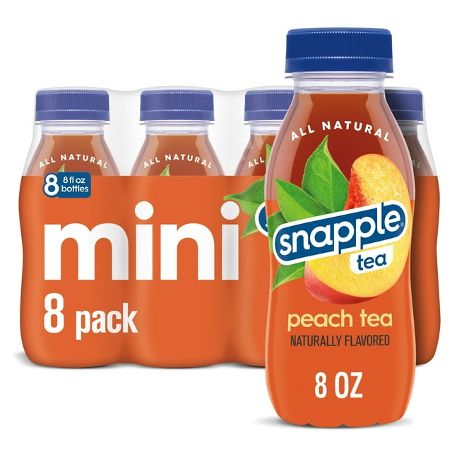 Snapple Natural Peach, Bottled Tea Drink, 8 fl oz, 8 Mini Bottles ...