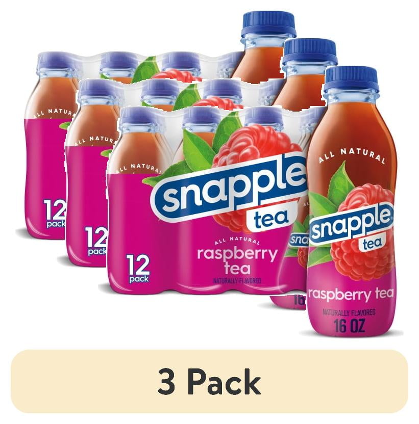 (3 pack) Snapple Natural Raspberry, Bottled Tea Drink, 16 fl oz, 12 ...