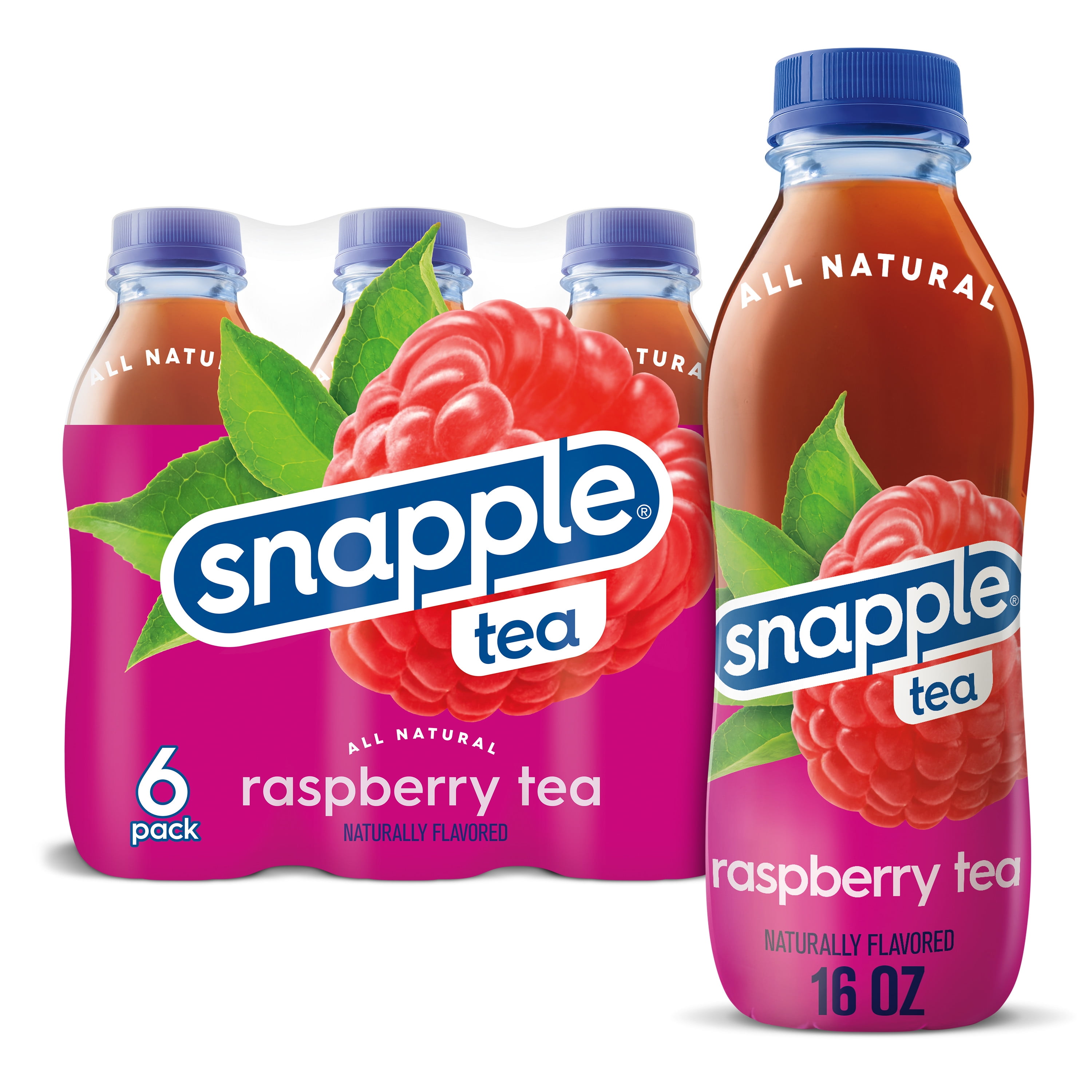 Snapple Natural Raspberry Iced Tea Drink, 16 fl oz, Pack of 6 Bottles ...