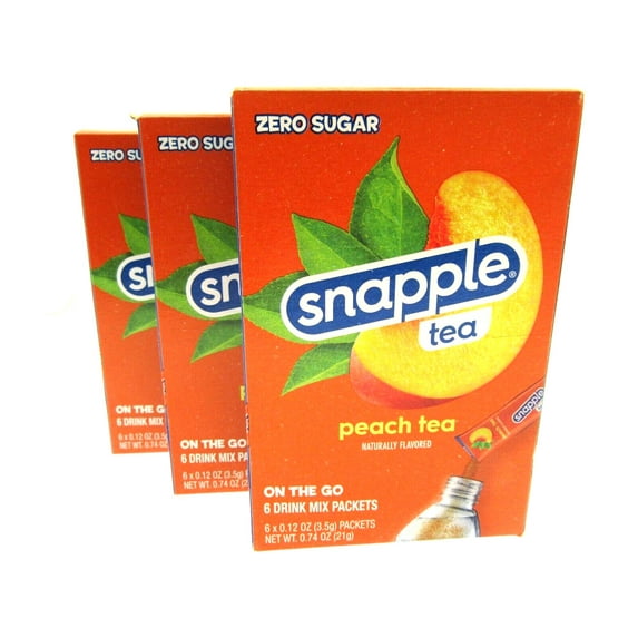 Snapple Zero Sugar, Peach Tea, 6 Packets, Sugar Free Powder, Low ...