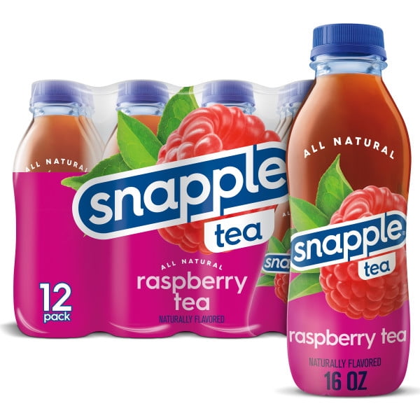 Snapple Natural Raspberry, Bottled Tea Drink, 16 fl oz, 12 Bottles ...