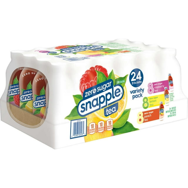 Snapple Zero Sugar Tea, Peach, Lemon, Raspberry Flavored Drinks, 20oz ...