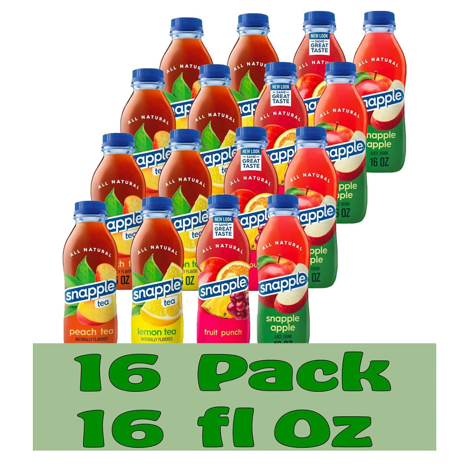 Snapple Variety Pack All Natural Fruit Juice Drink, 16 fl oz Plastic ...
