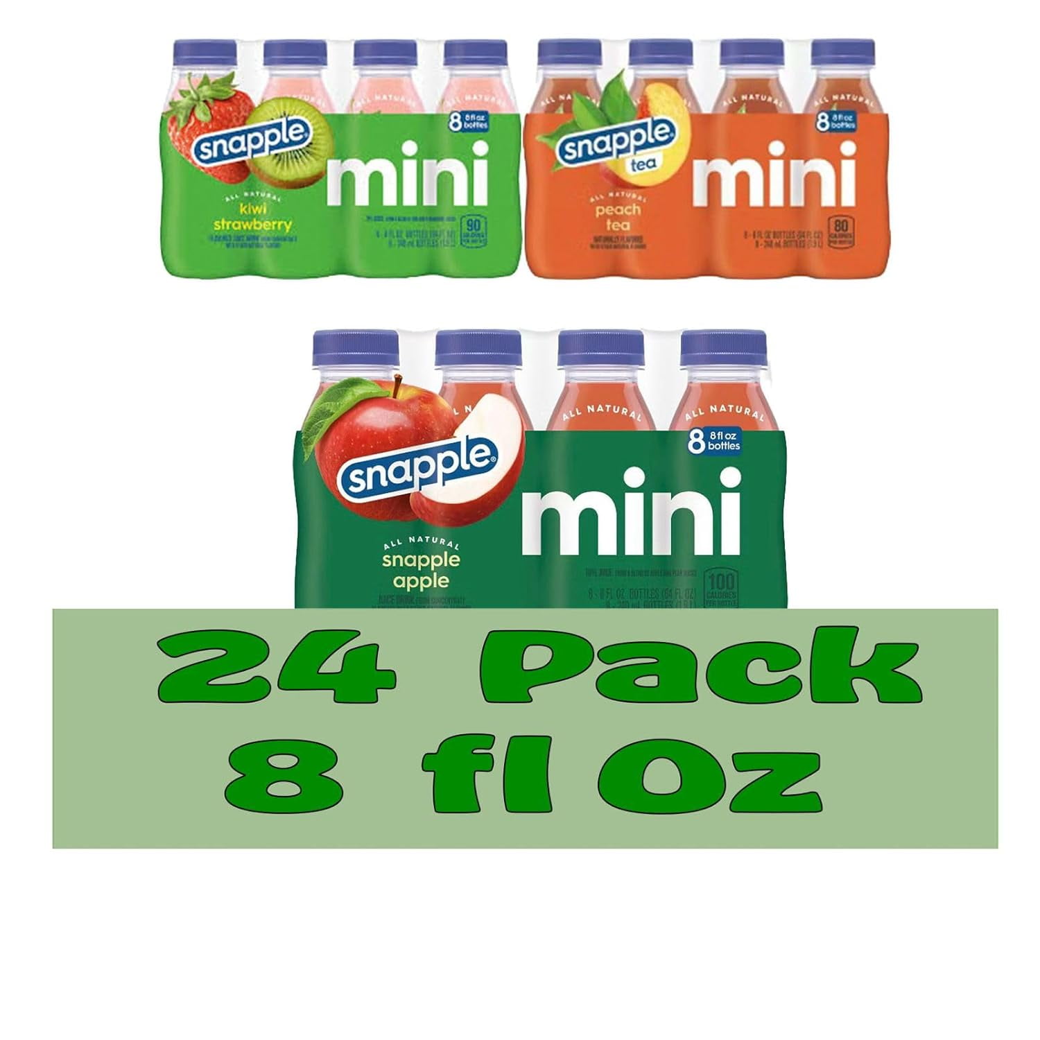 Snapple Variety Pack All Natural Fruit Juice Drink, 8 fl oz Plastic ...