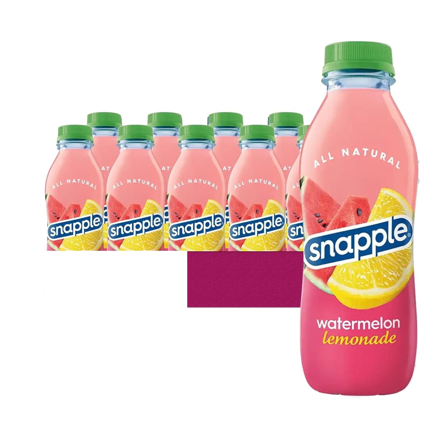 Snapple Watermelon Lemonade All Natural Fruit Juice Drink,Gluten Free 16 fl oz Plastic Bottles ...
