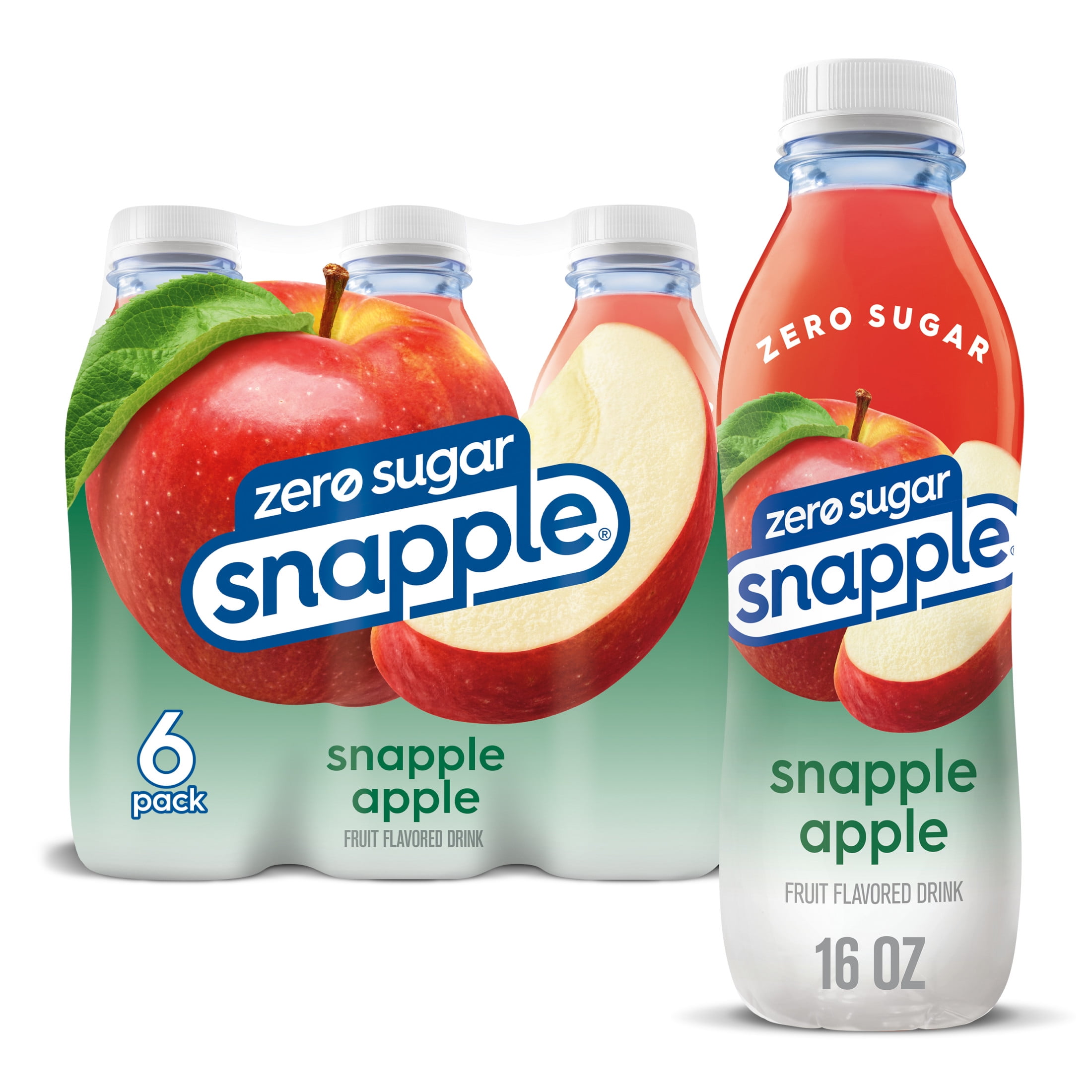 Snapple Natural Zero Sugar Apple Juice, 16 fl oz, 6 Bottles Case ...