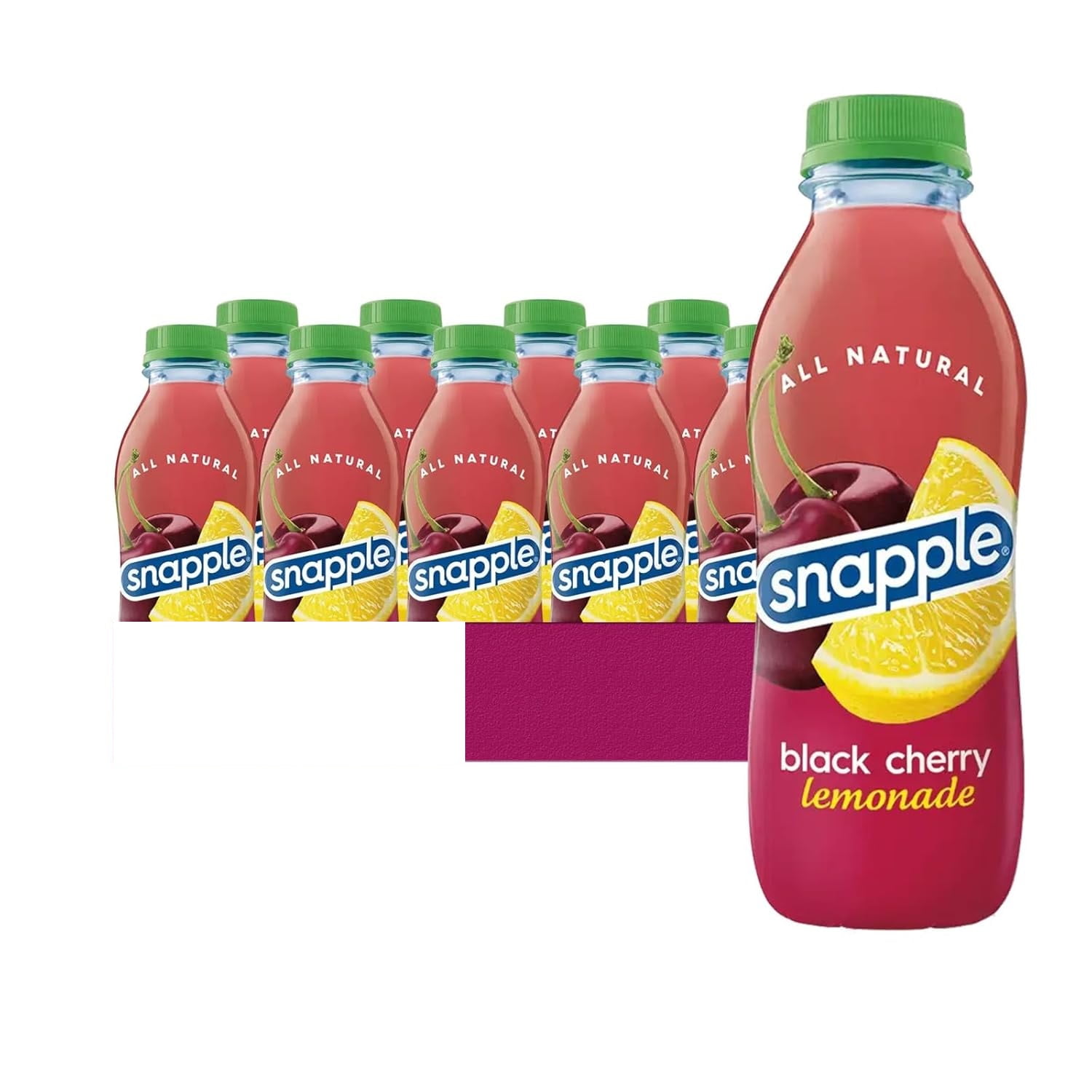 Snapple Black Cherry Lemonade Juice, 16 fl oz Recycled Plastic Bottles, 12-Pack - Walmart.com
