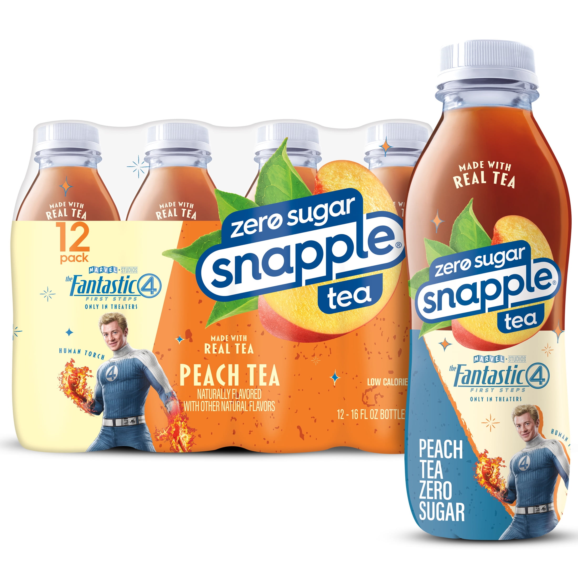 Snapple Diet Peach Tea, Zero Sugar, Low Calorie, 16 fl oz, 12 ...