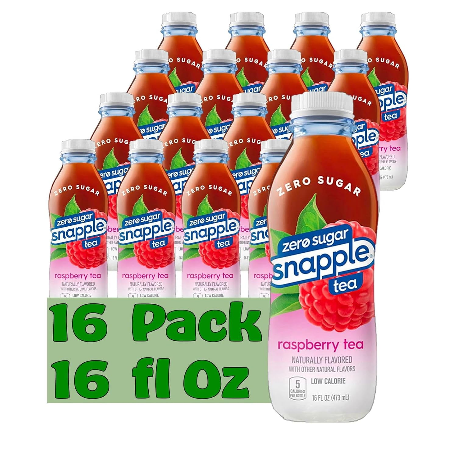 Snapple Zero Sugar Raspberry Juice Drink, All Natural, 16 fl oz Bottles ...