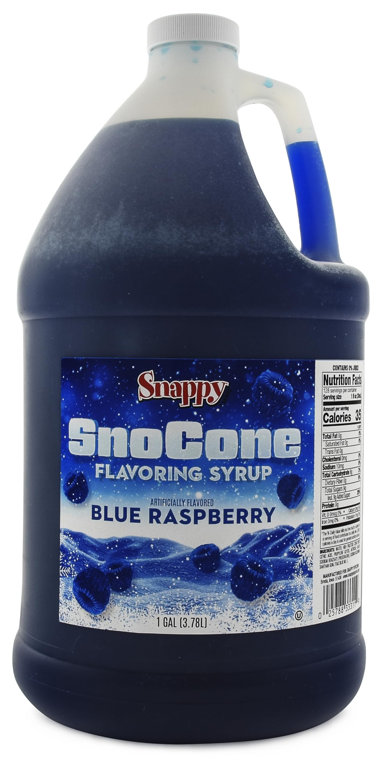 Snappy Blue Raspberry Sno OKA4 Cone Syrup, 1 Gallon (128 ounces) Size ...