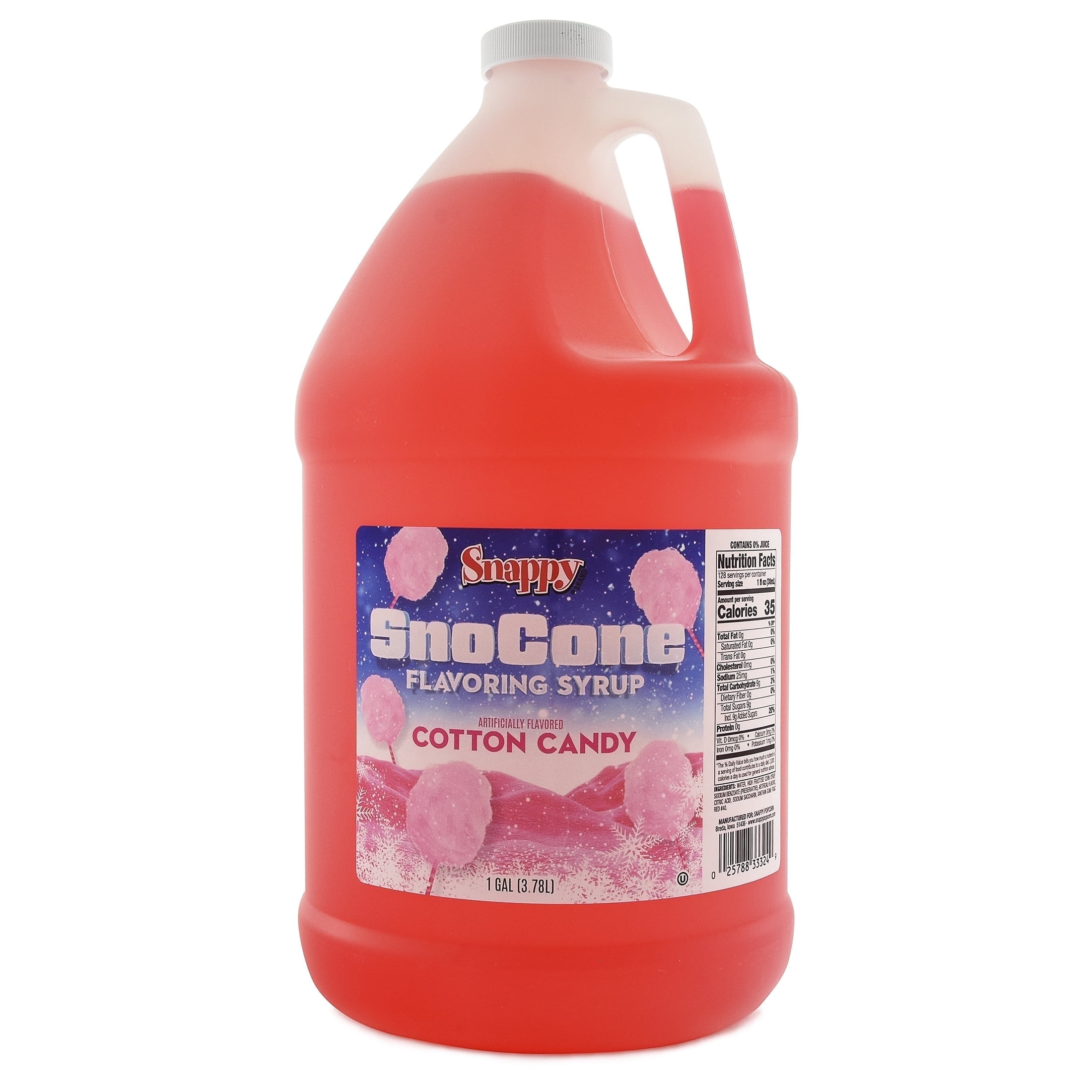 Snappy Cotton Candy Sno Cone Syrup, Flavored Syrup for Shaved Ice, 1 ...